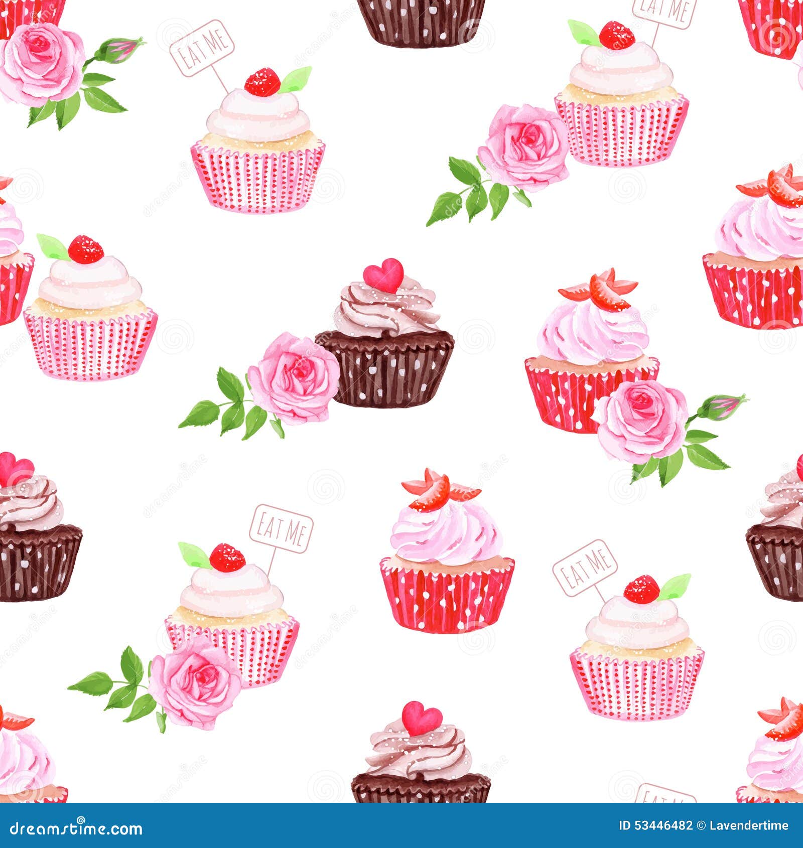 Chocolate and Strawberry Cupcakes Seamless Vector Pattern Stock Vector ...