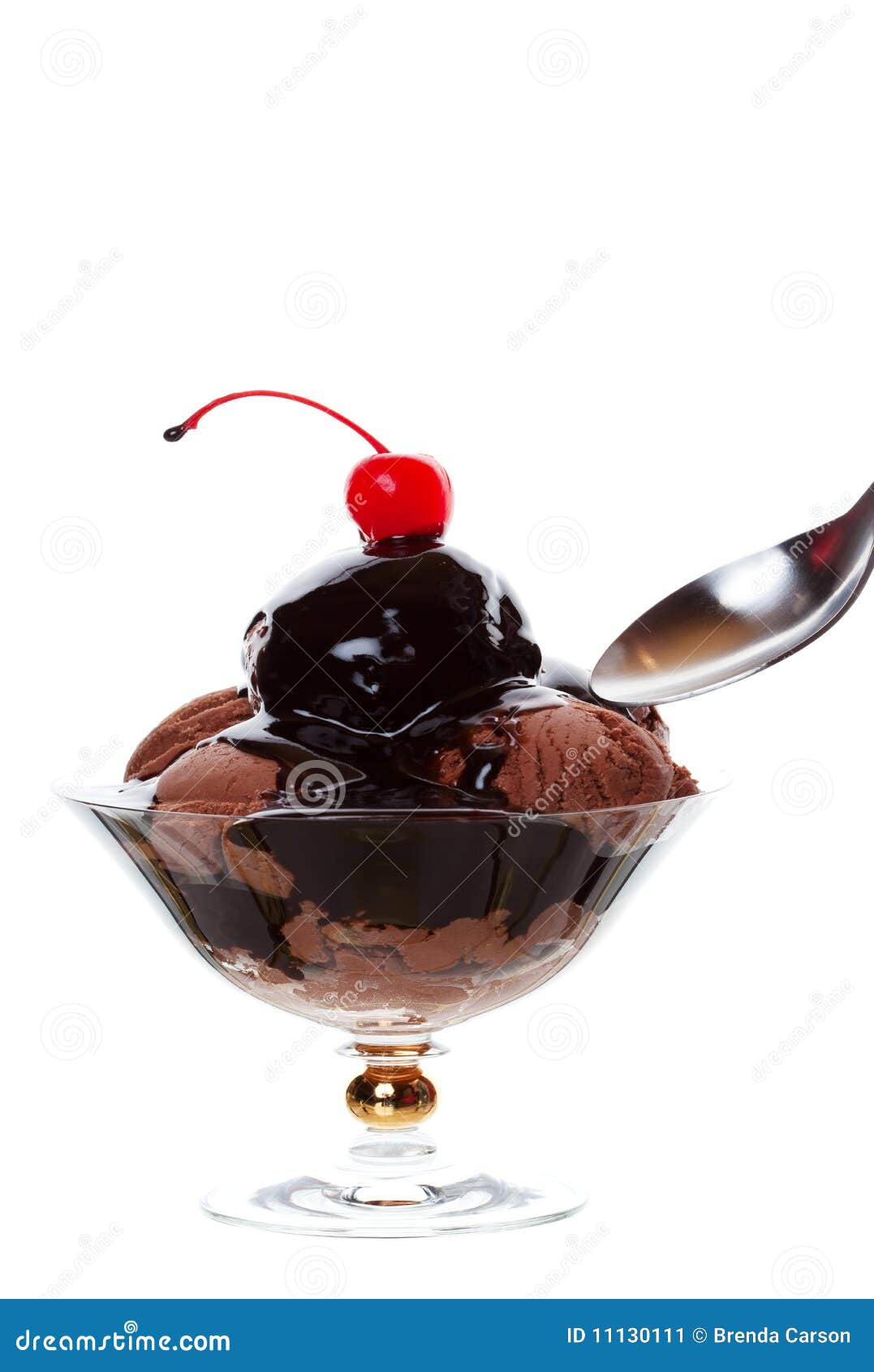 Chocolate Sundae with Cherry Stock Image - Image of dairy, diet: 11130111