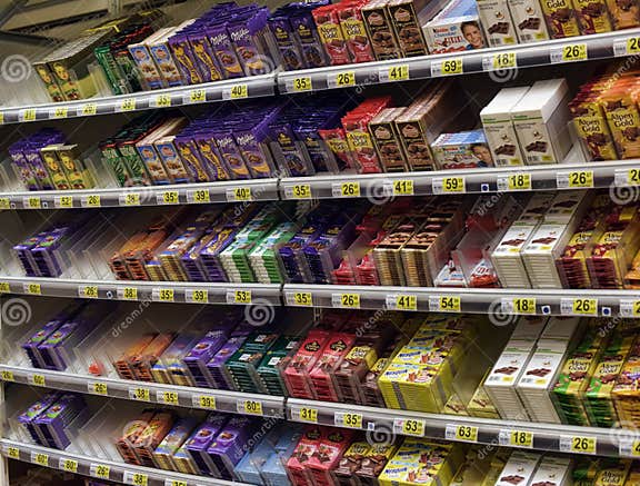 Chocolate in the Supermarket Editorial Stock Image - Image of aisle ...