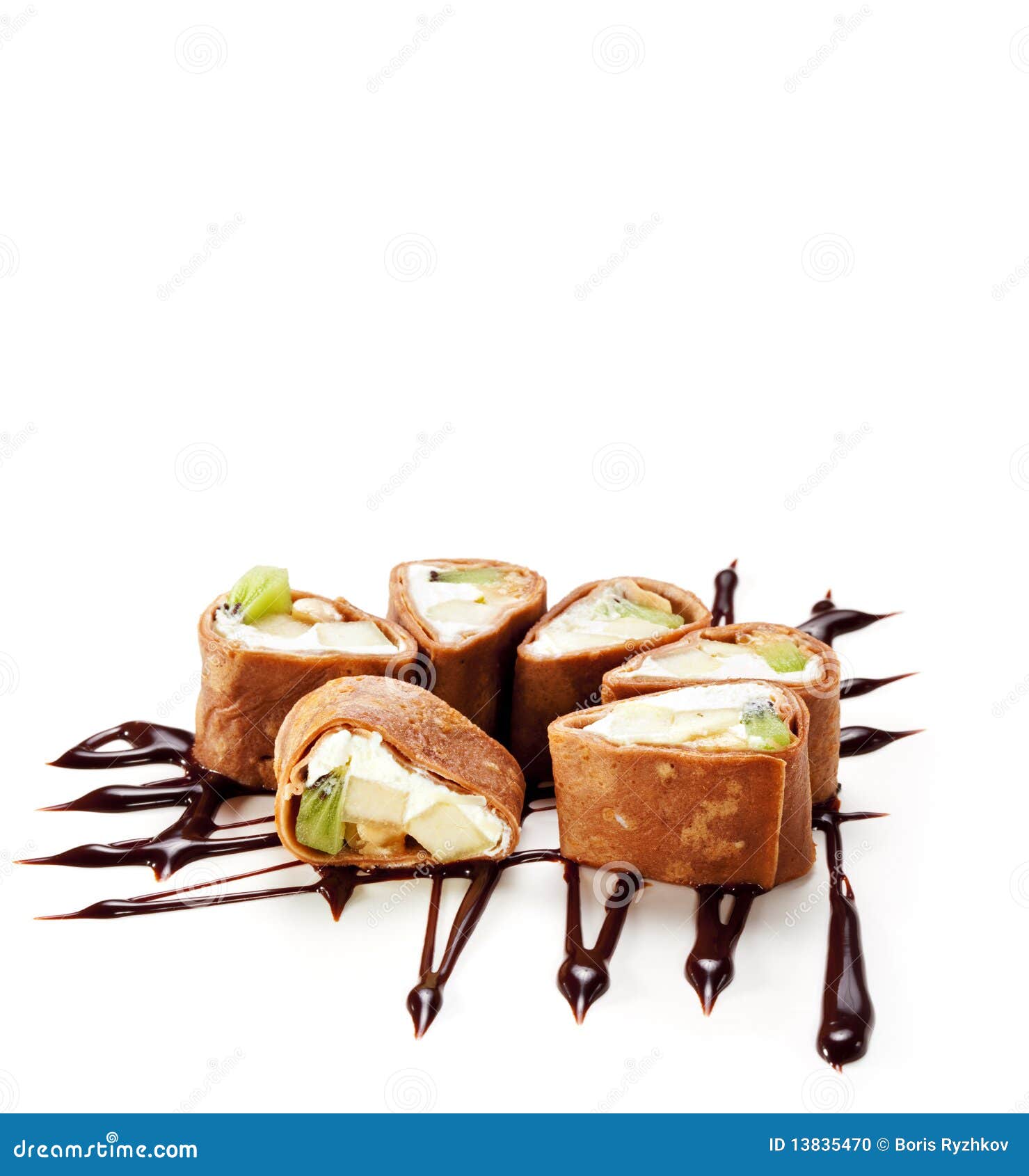 Chocolate Sushi Roll stock photo. Image of fruit, brown - 13835470