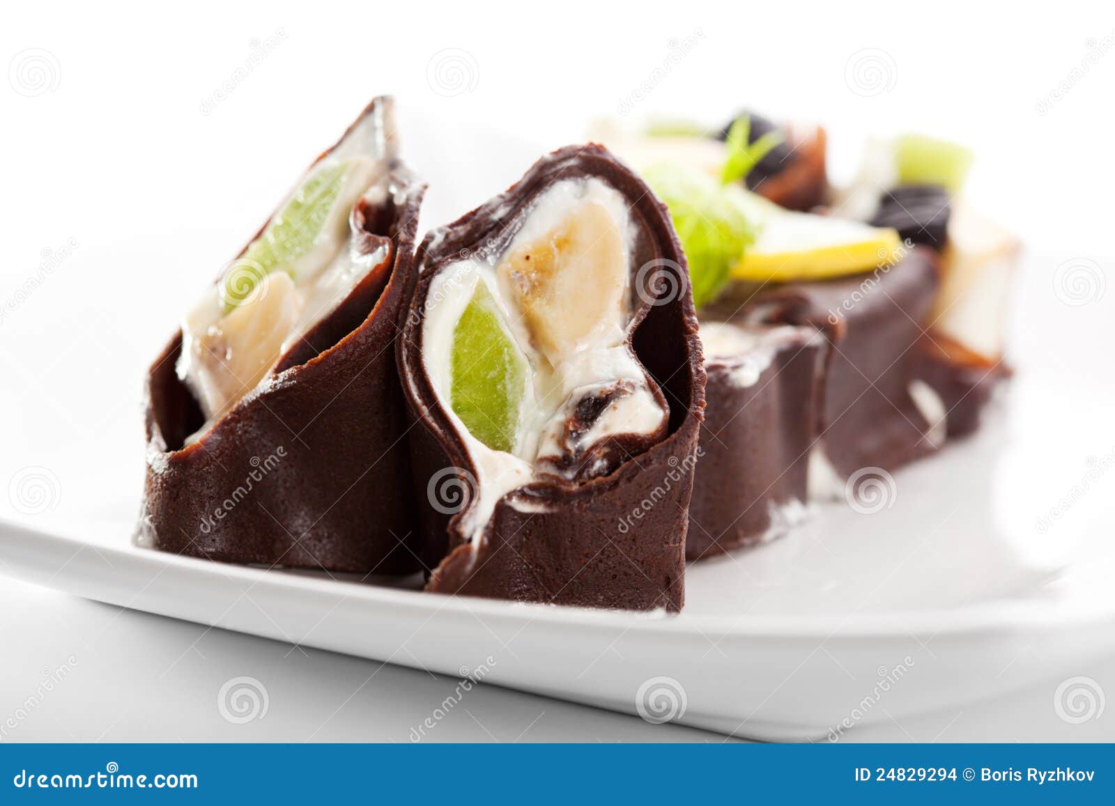 Chocolate Sushi Roll stock photo. Image of japan, fruit - 24829294