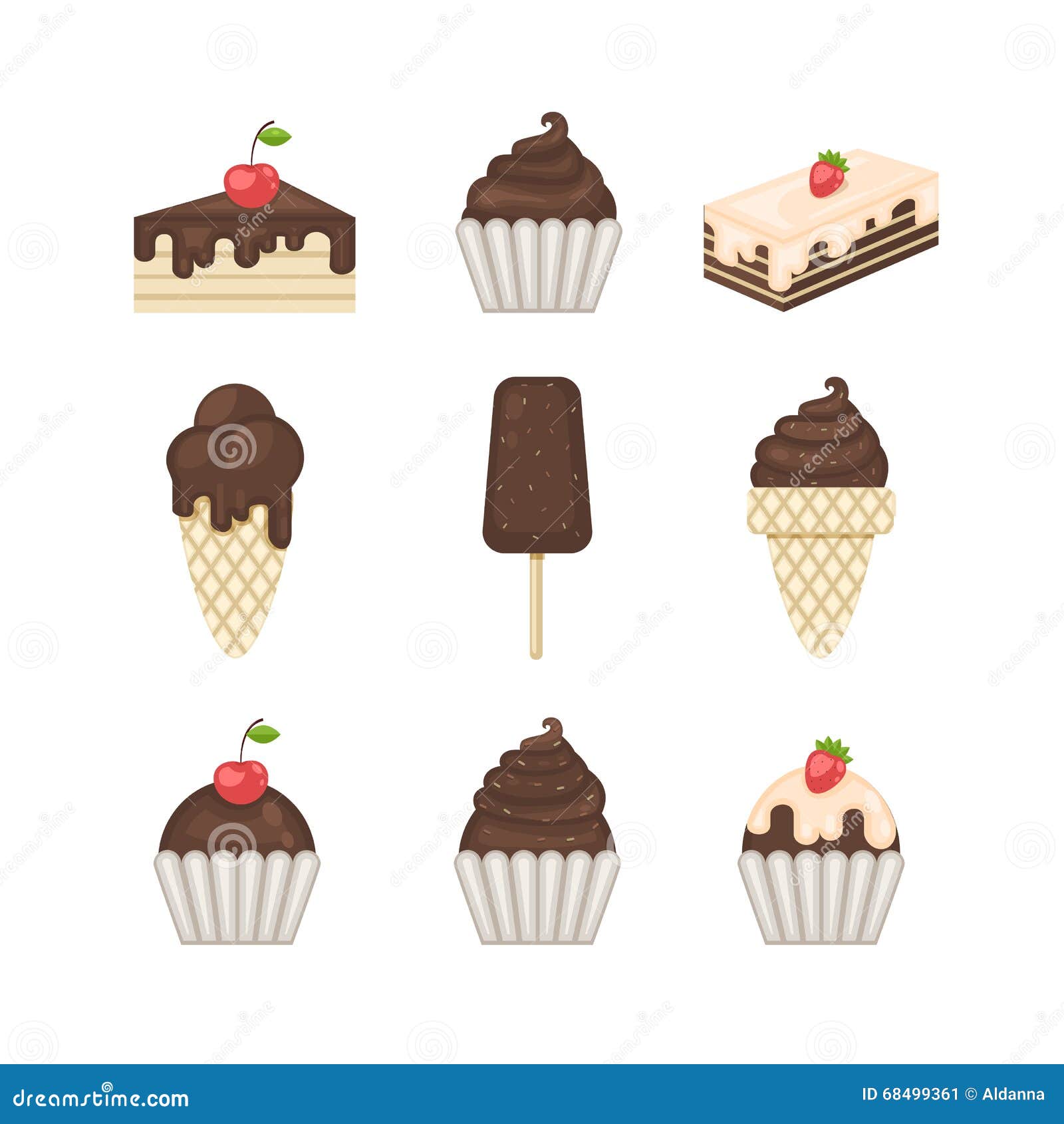 Chocolate sweets icons stock vector. Illustration of biscuit - 68499361