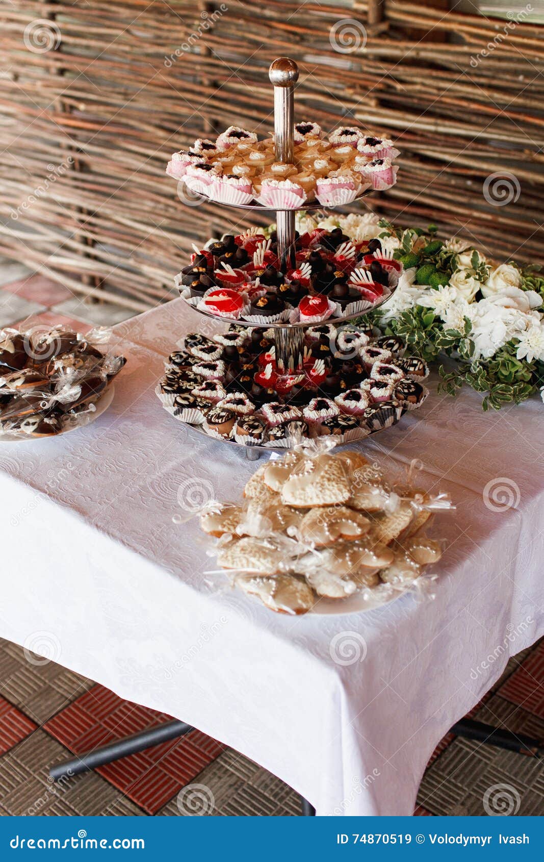 Chocolate Sweets and Pastry Served on Layered Plates Stock Image ...