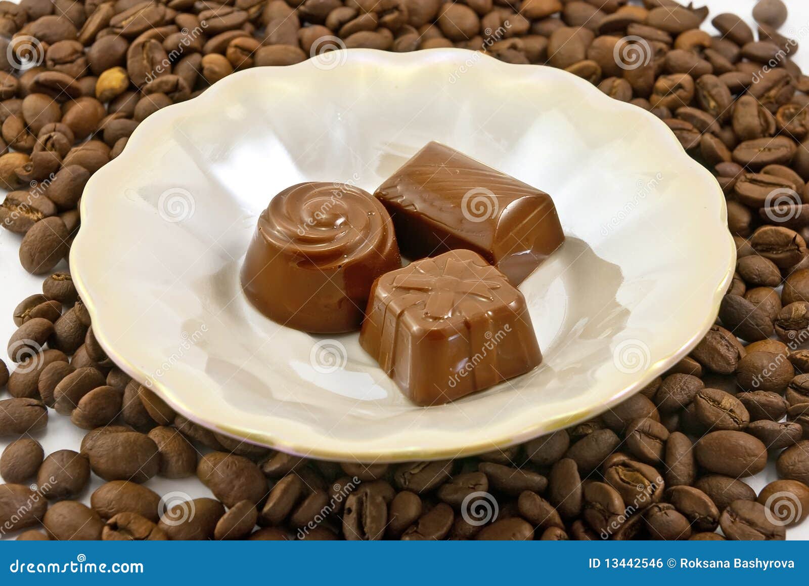 Chocolate Sweets on the Plate Stock Photo - Image of small, objects ...