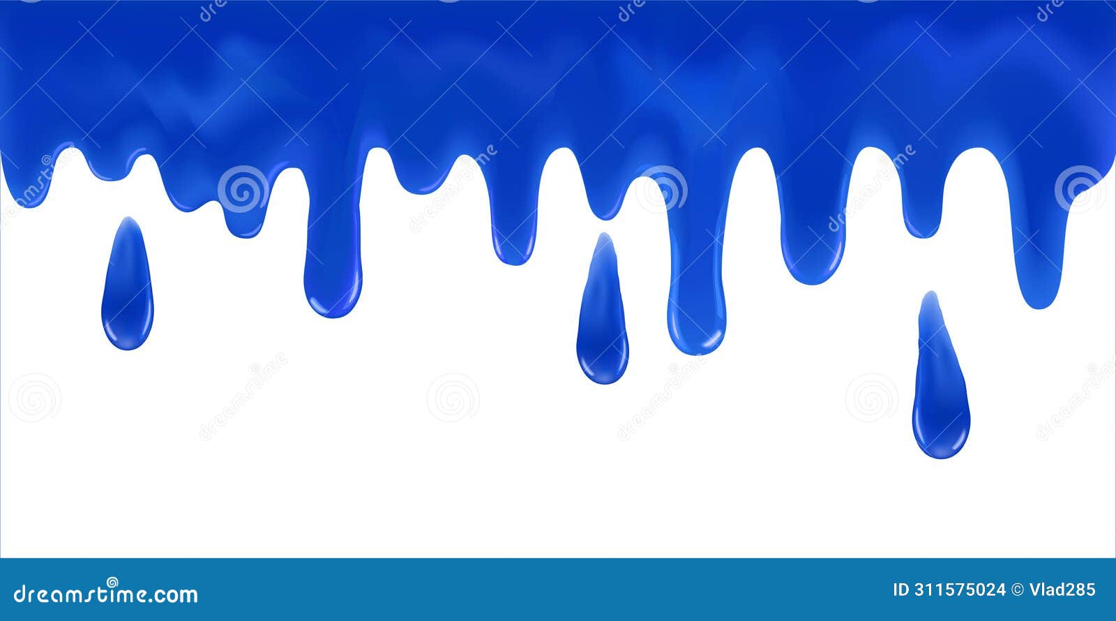 Flowing Blue Sticky Liquid. Realistic Blue Slime Drips and Flowing ...