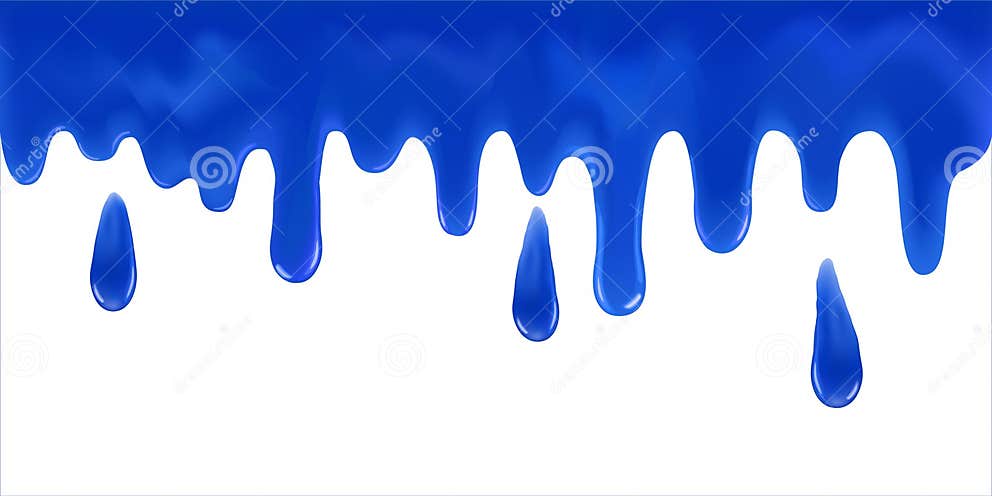 Flowing Blue Sticky Liquid. Realistic Blue Slime Drips and Flowing ...