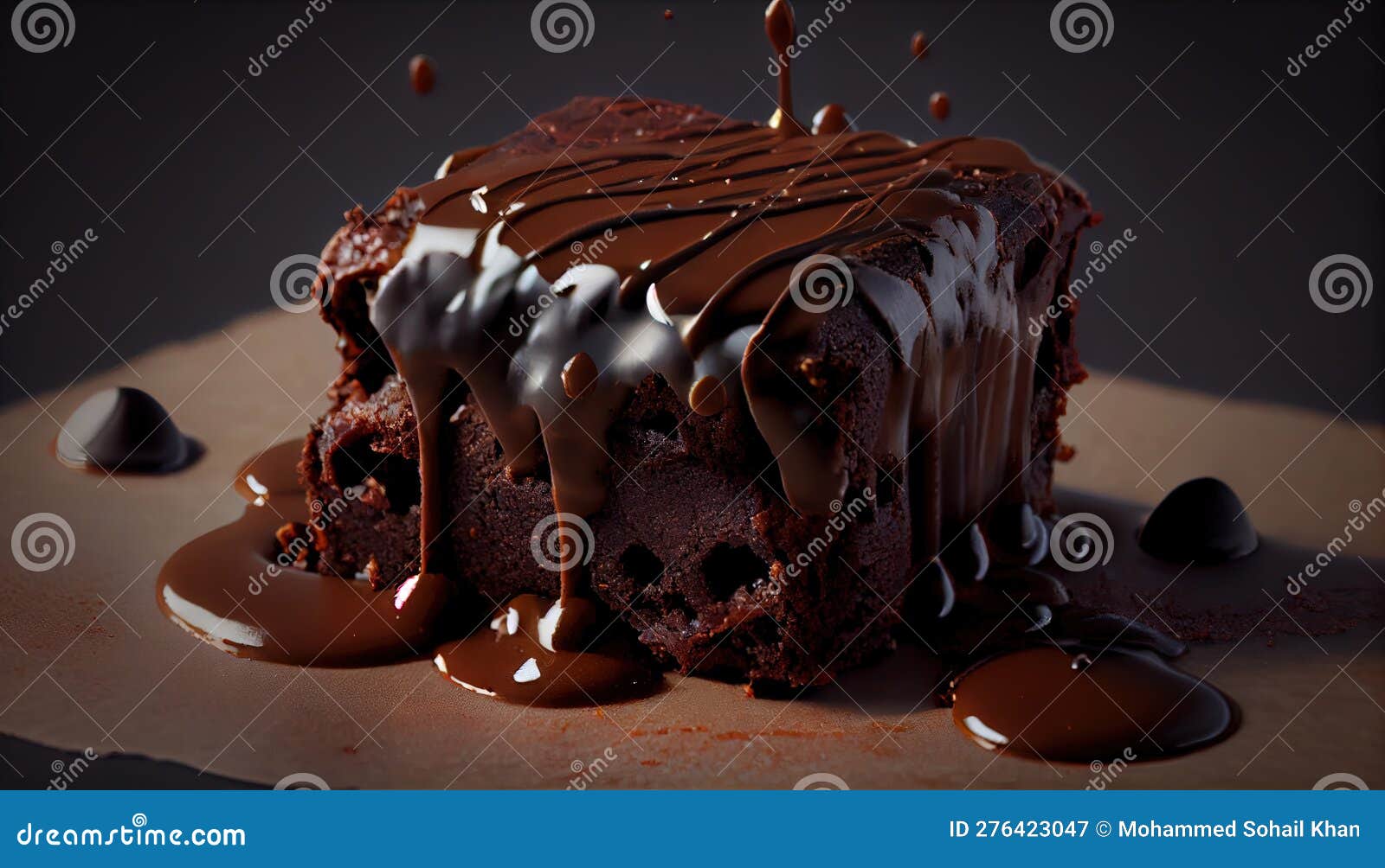 Chocolate Syrup Dripping Over on Brownies AI Generative Stock ...