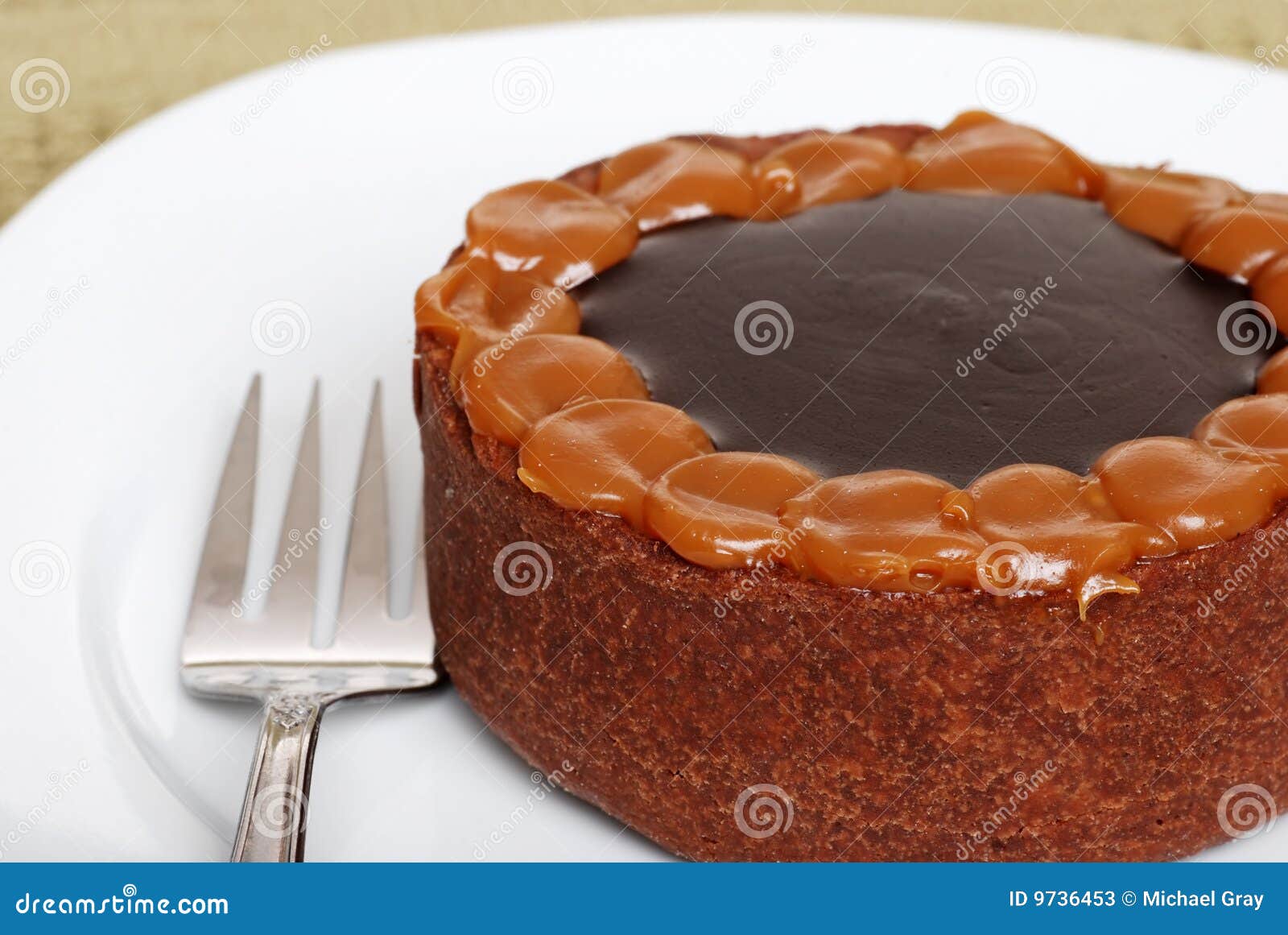 Chocolate Toffee Cake on Plate with Fork Stock Image - Image of ...