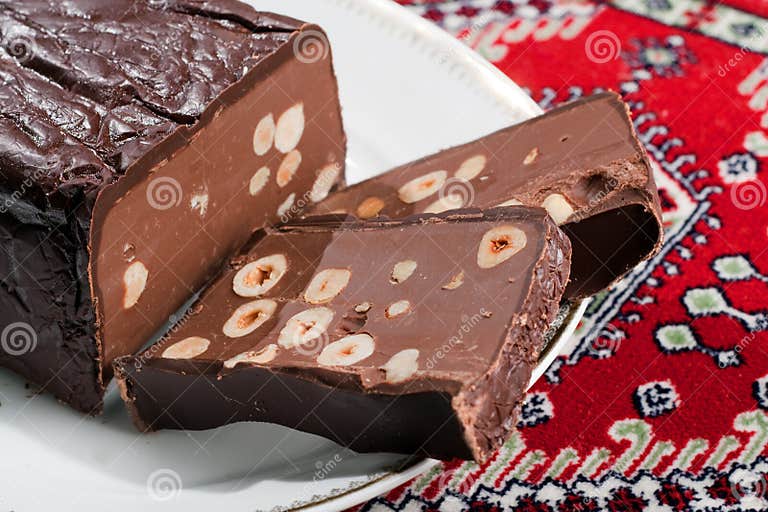 Chocolate Torrone Candy Block Stock Photo - Image of cake, decorated ...