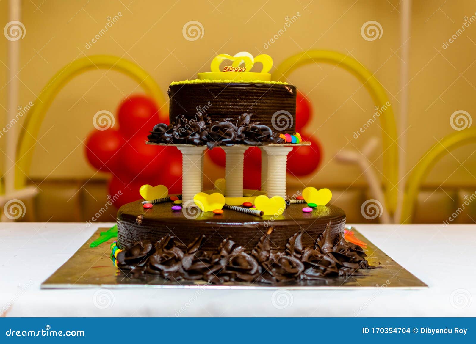 Celebration Chocolate Tower Cake Stock Photo - Image of event ...