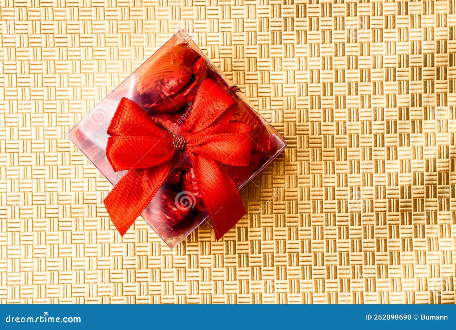 Chocolate in a Transparent Plastic Box with a Red Bow Stock Photo ...