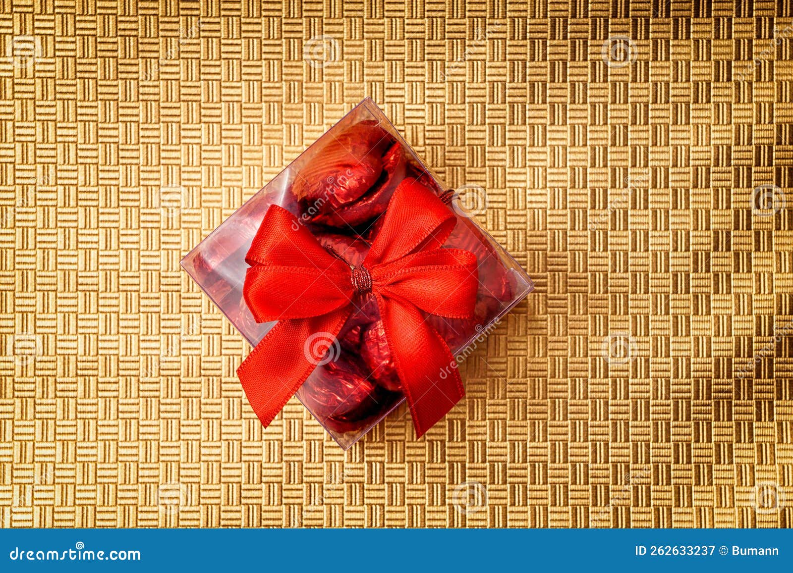Chocolate in a Transparent Plastic Box with a Red Bow Stock Image ...