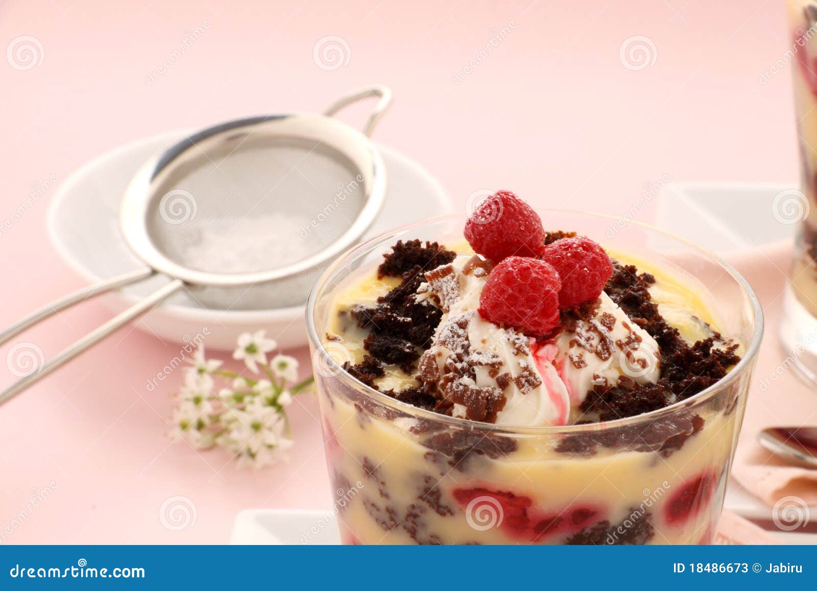 Chocolate Trifle stock image. Image of strainer, custard - 18486673
