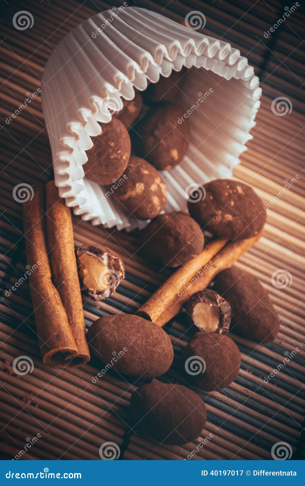 Chocolate Truffle Candies with Peanuts Inside Stock Image - Image of ...