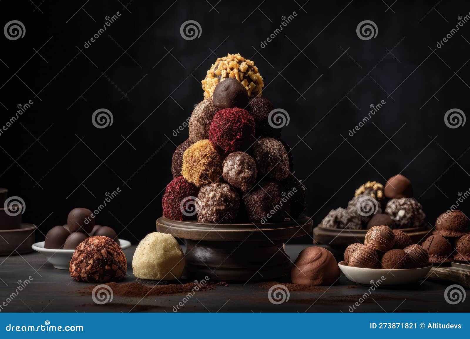 Chocolate Truffle Tower with Different Flavors and Textures Stock Image ...