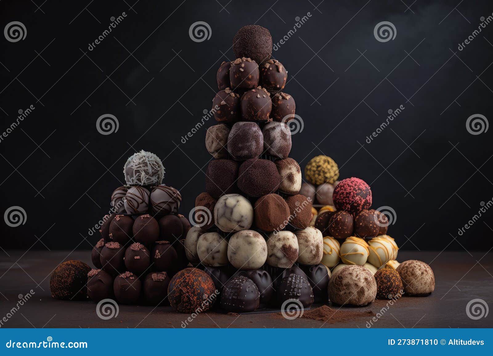 Chocolate Truffle Tower with Different Flavors and Textures Stock ...