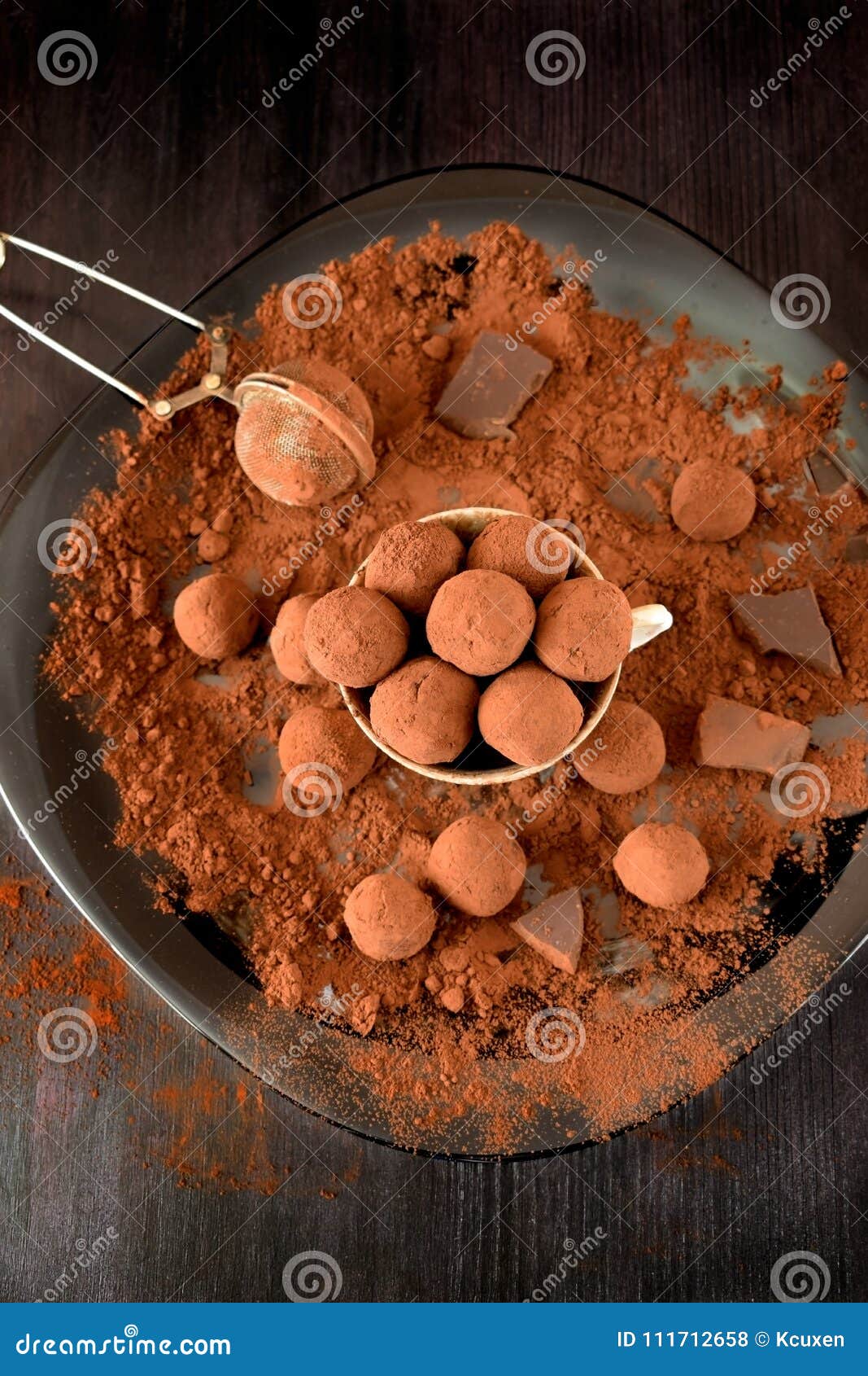 Chocolate Truffles in a Ceramic Cup Stock Photo - Image of scattered ...