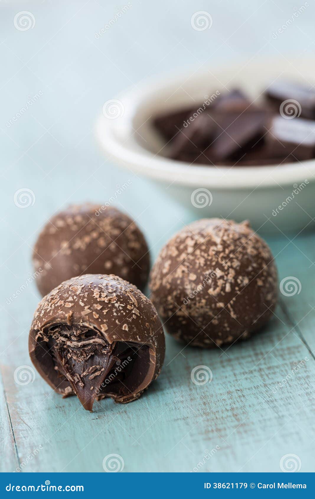 Chocolate Truffles Close Up with Chocolate Pieces Stock Image - Image ...