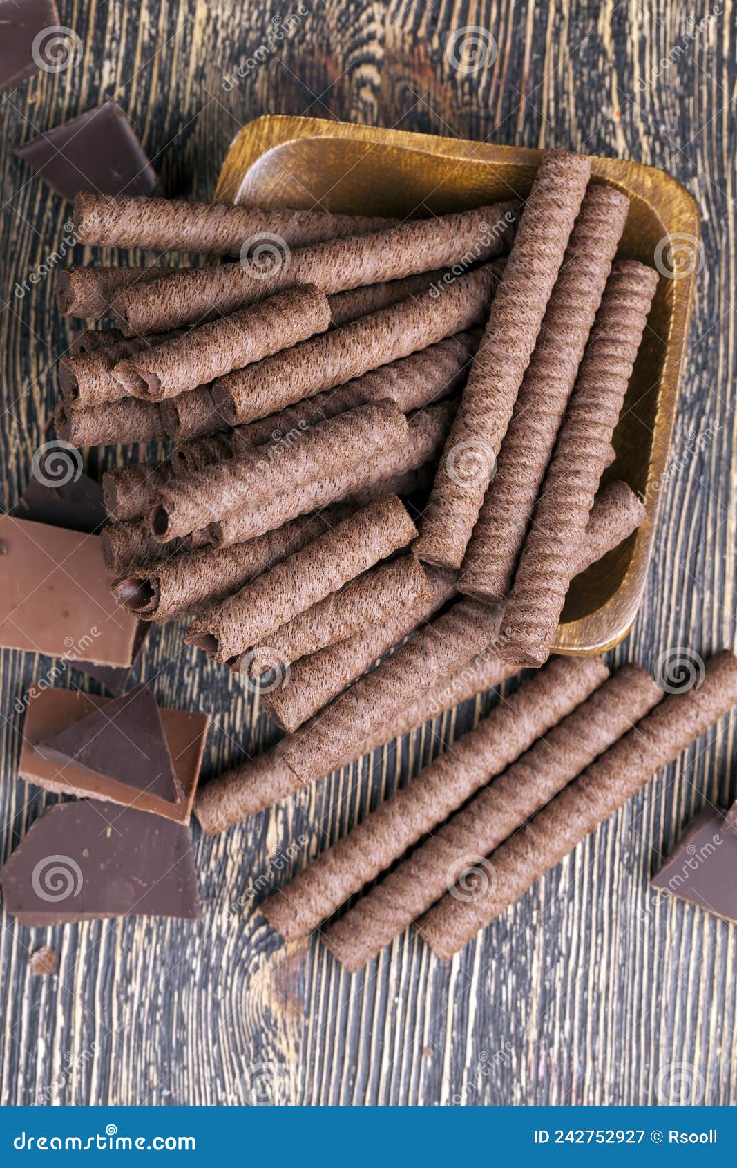 Chocolate Tubes with Chocolate Filling Stock Image - Image of dessert ...