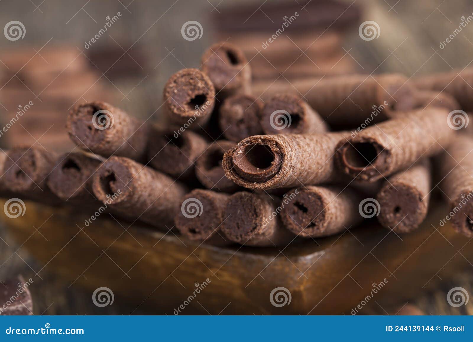 Chocolate Tubes with Chocolate Filling Stock Photo - Image of tube ...