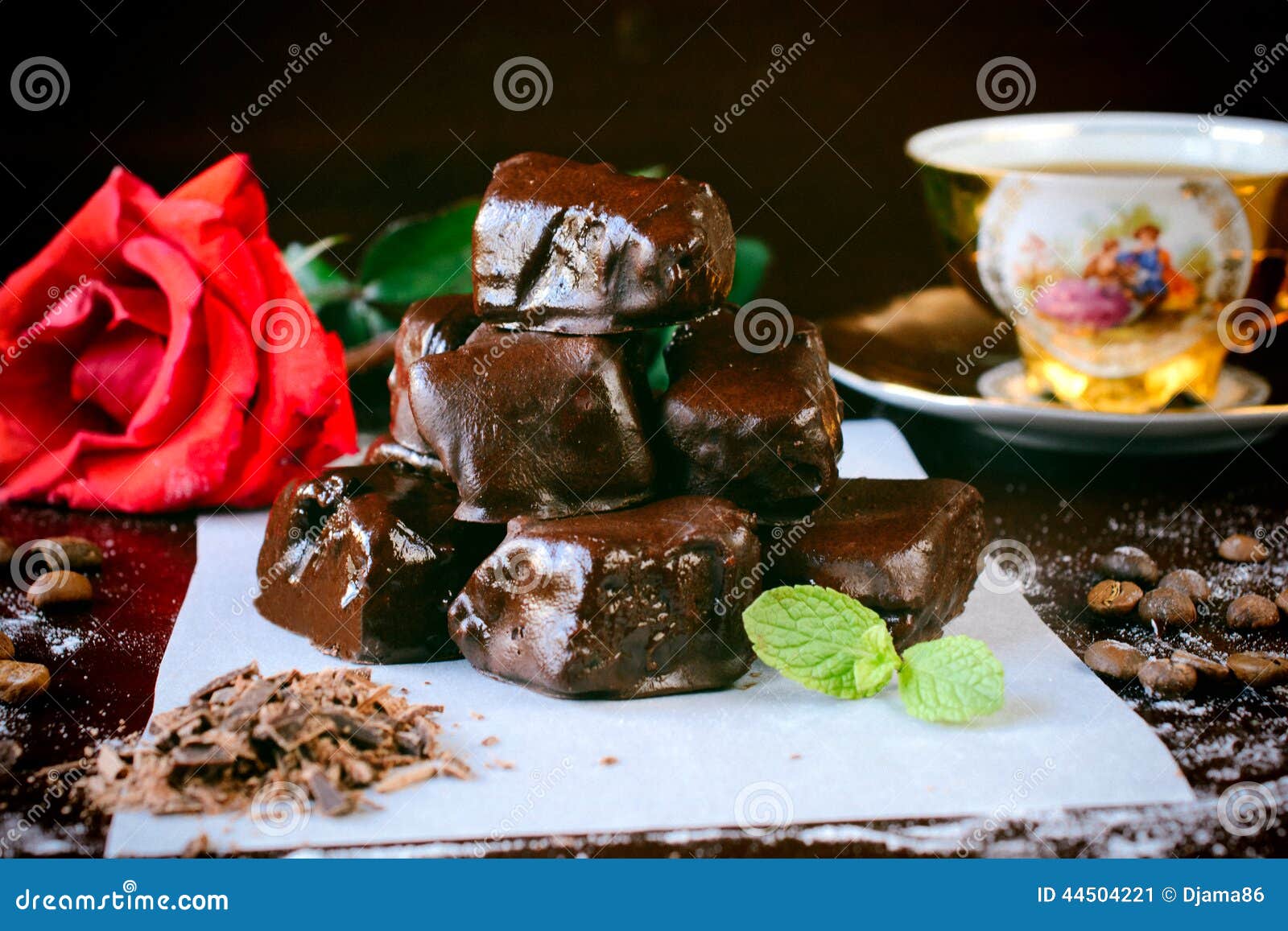 Chocolate Turkish delight stock image. Image of exotic - 44504221