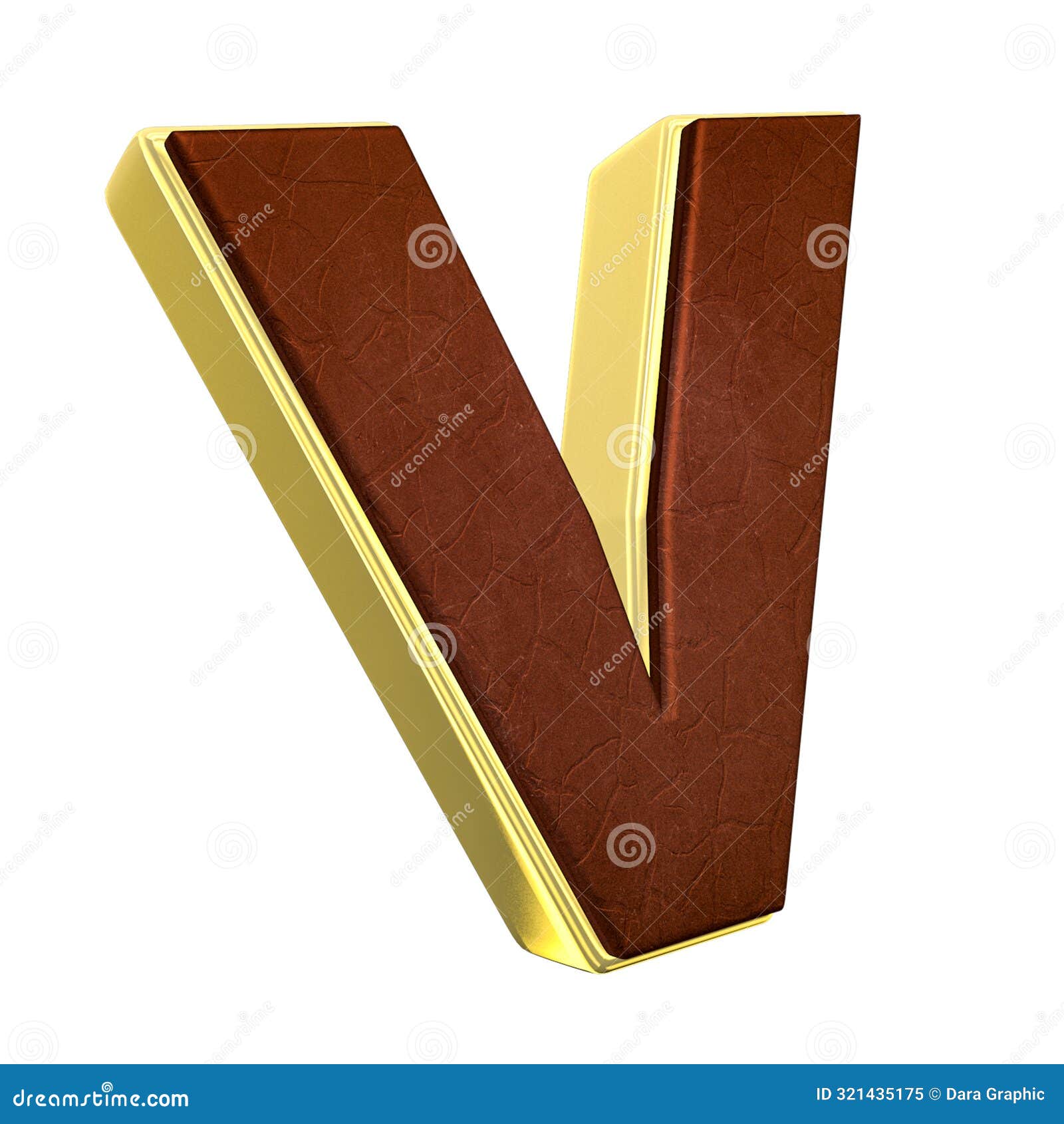 Chocolate V 3D Render with White Background Design Stock Illustration ...