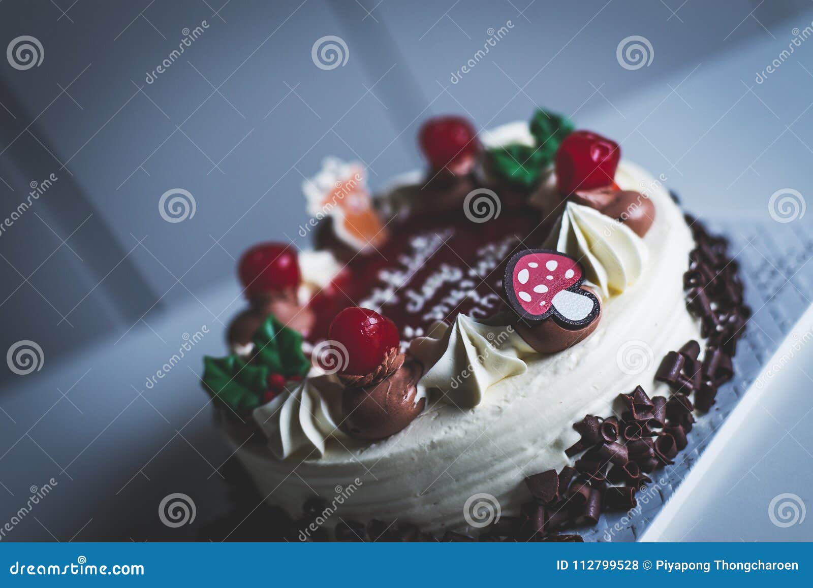 Chocolate and Vanilla Cake with Topping on Table,Close Up Stock Photo ...