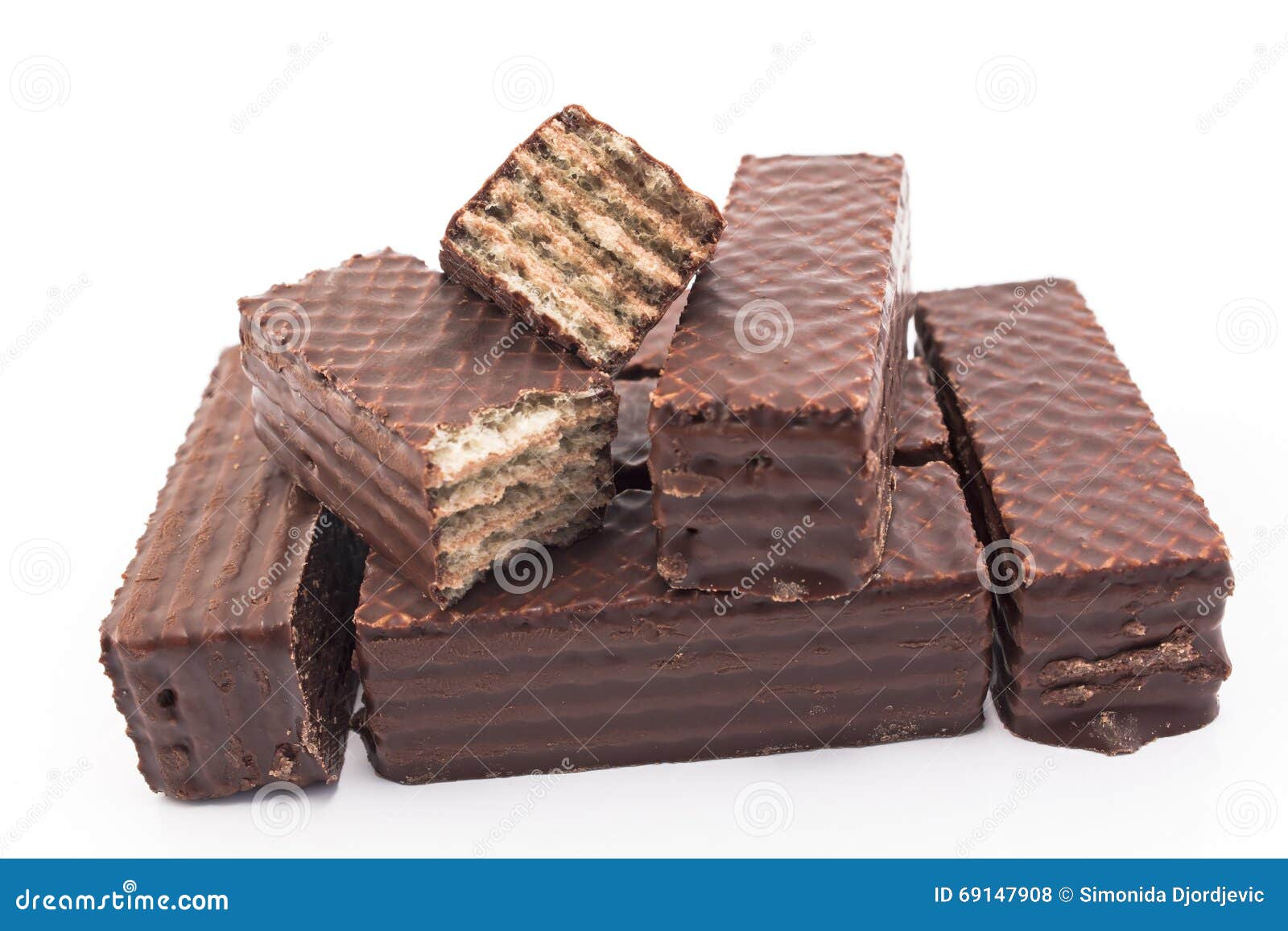 Chocolate Wafers Isolated on White Stock Photo - Image of sugar ...