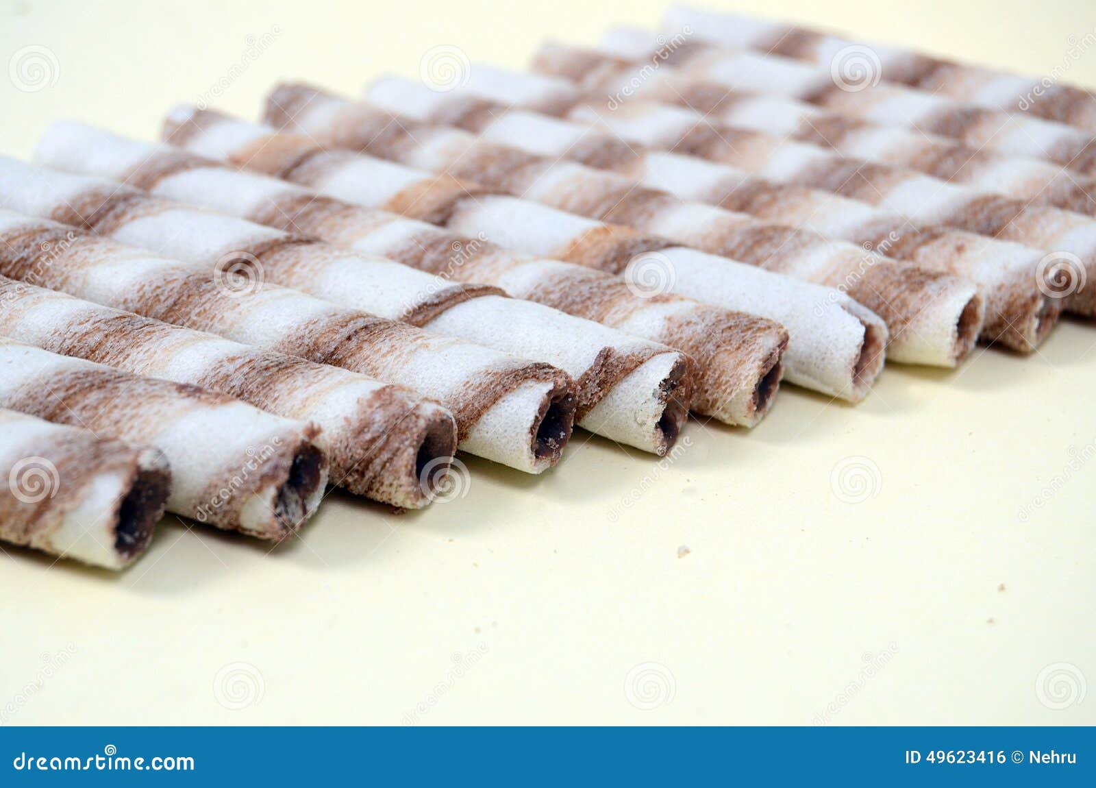 Chocolate waffle rolls stock photo. Image of bakery, roll - 49623416