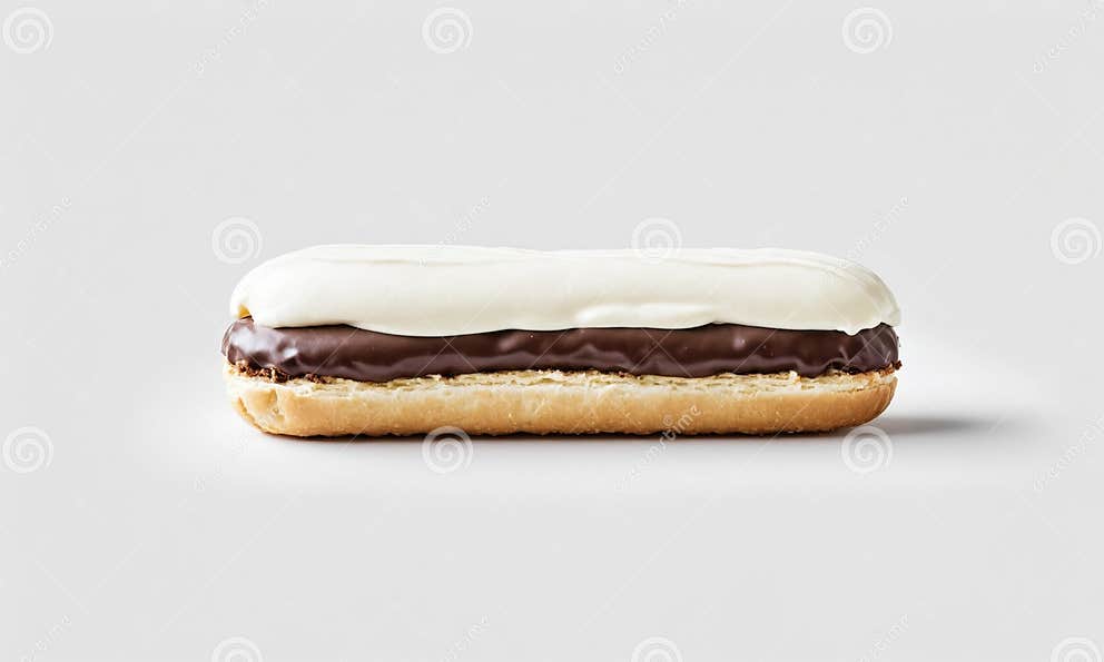 Chocolate and White Icing Eclair on White Background Stock Illustration ...