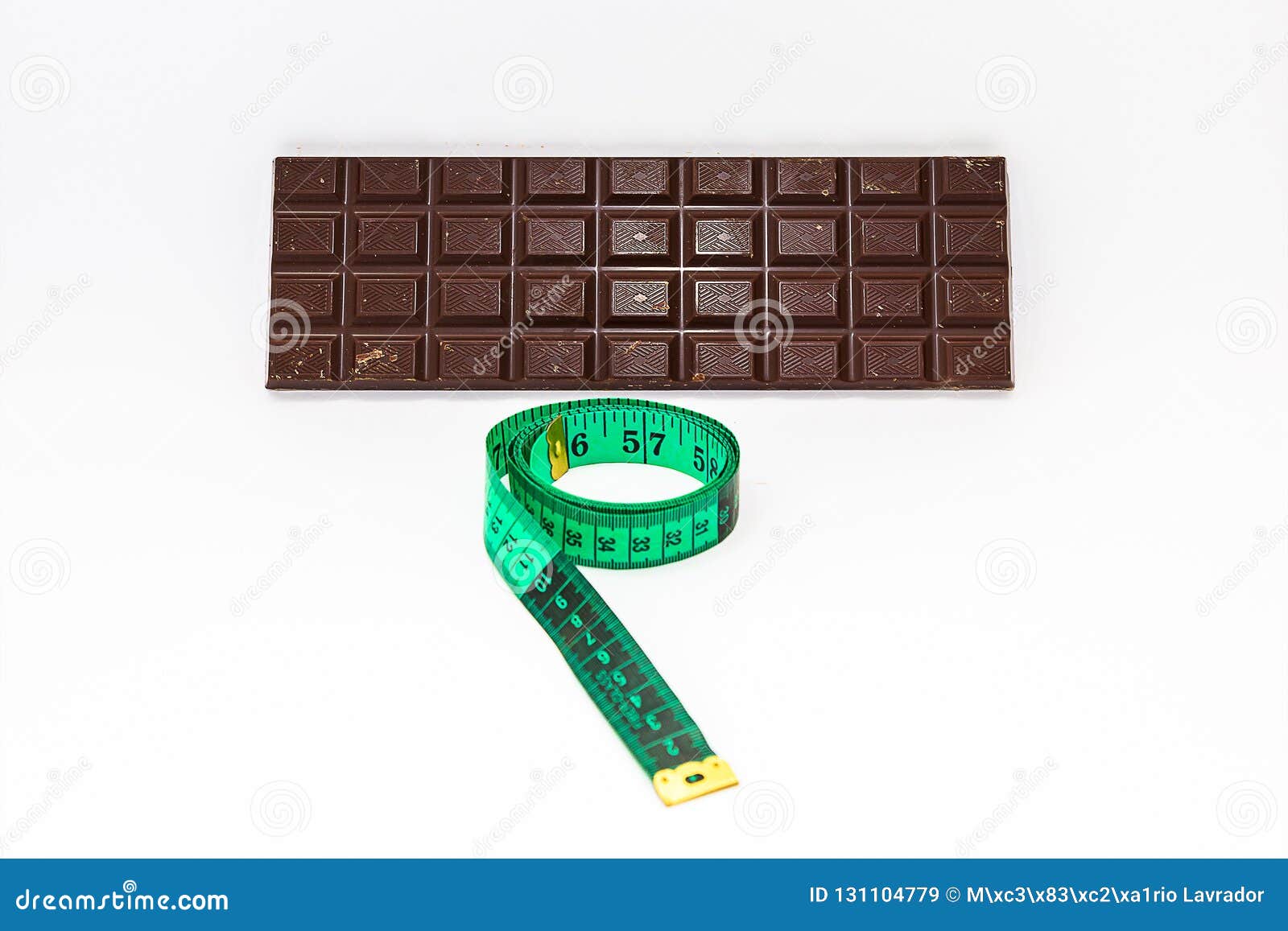 Chocolate Wrapped Around a Measuring Tape Isolated Stock Image - Image ...