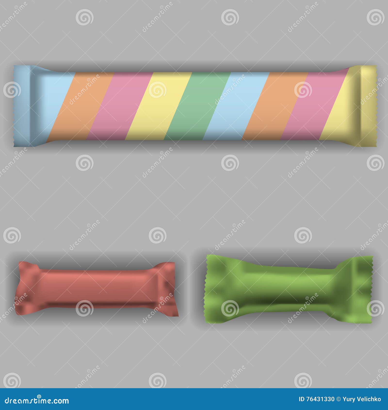 Chocolate Wrapper Mockup. Empty Blank of Chocolate Bar Pack. Vector ...