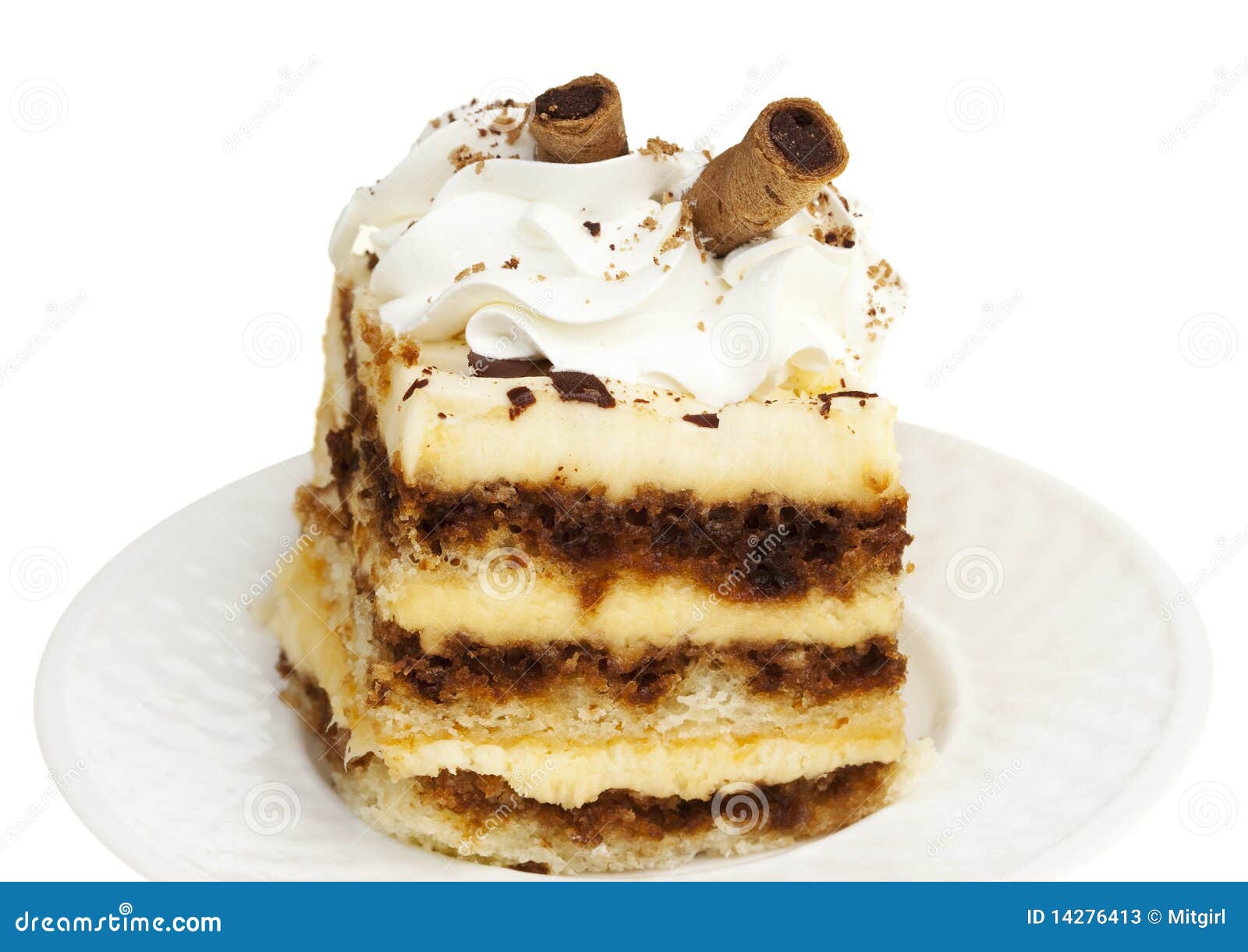 Chocolate and Yellow Cake Layered Pastry Stock Image - Image of ...