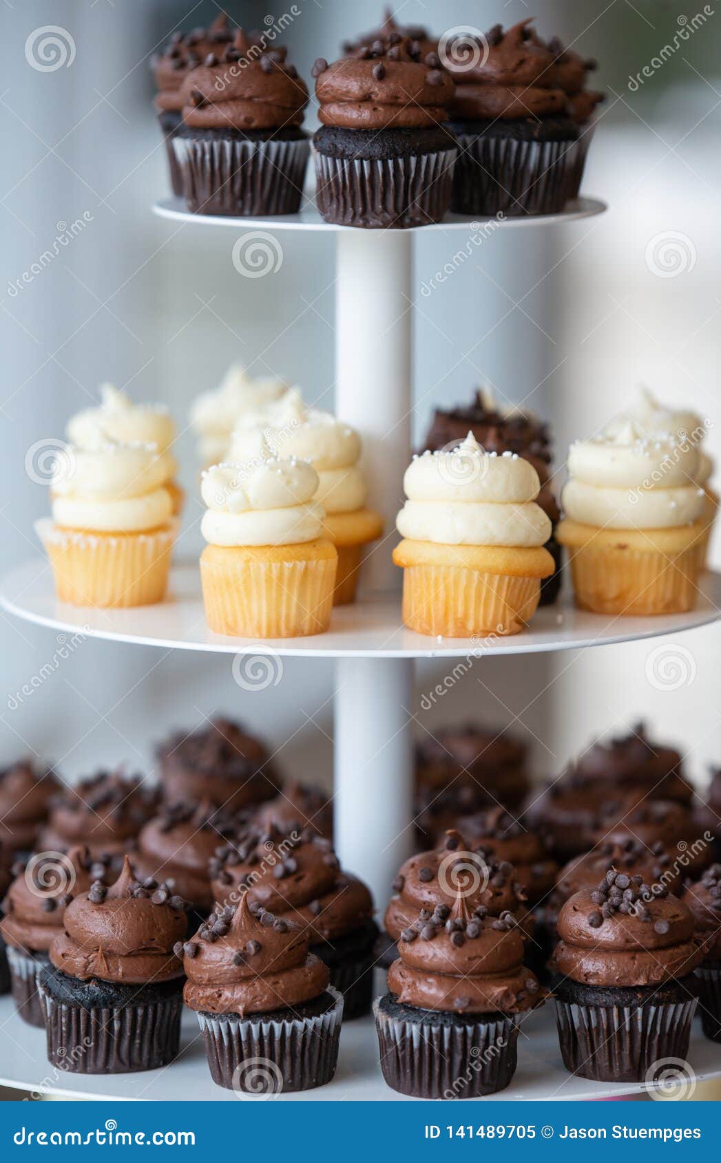 A Pyramid of Cupcakes on a Platter Stock Image - Image of marriage ...