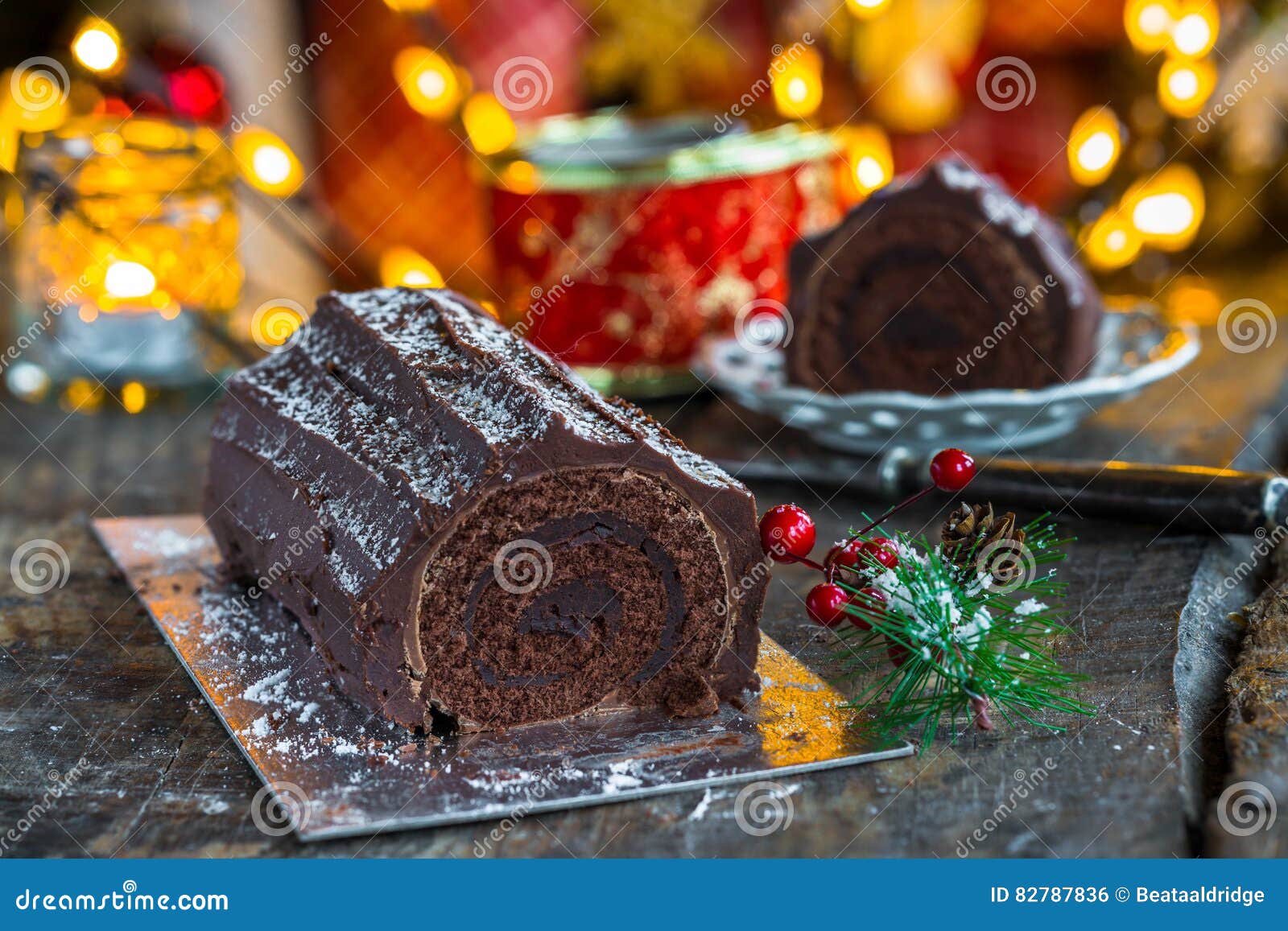 Chocolate Yule Log stock photo. Image of cuisine, brown - 82787836