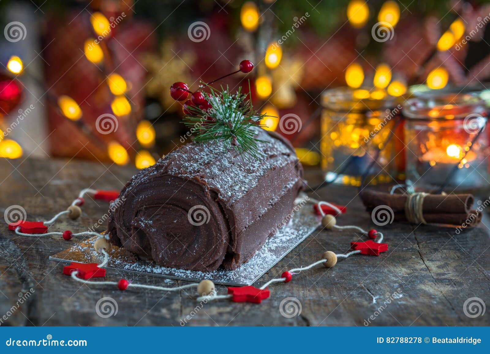 Chocolate Yule Log stock photo. Image of decoration, gourmet - 82788278