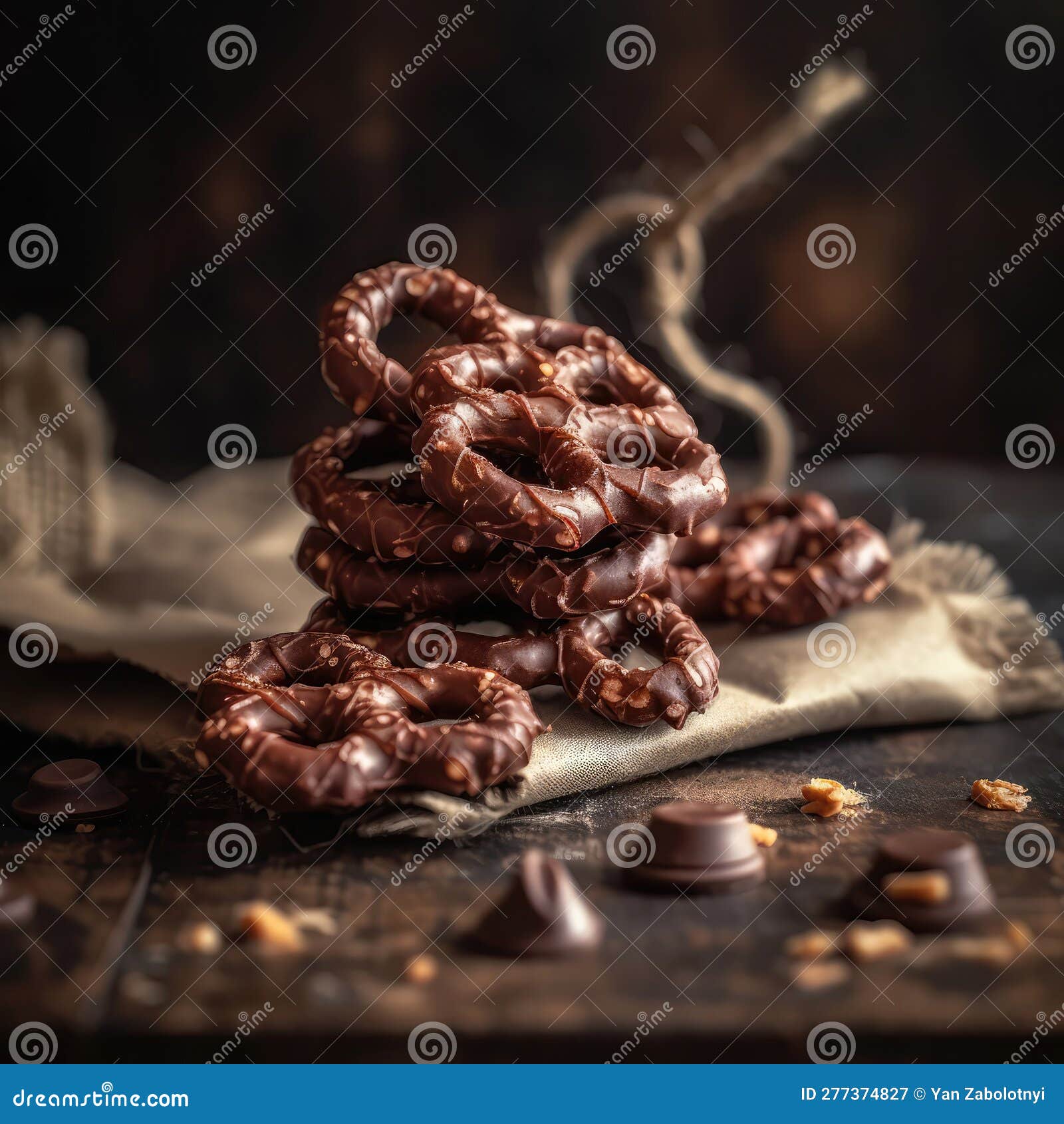 Chocolatecovered Pretzels Standing On Gradient White Purple Background ...