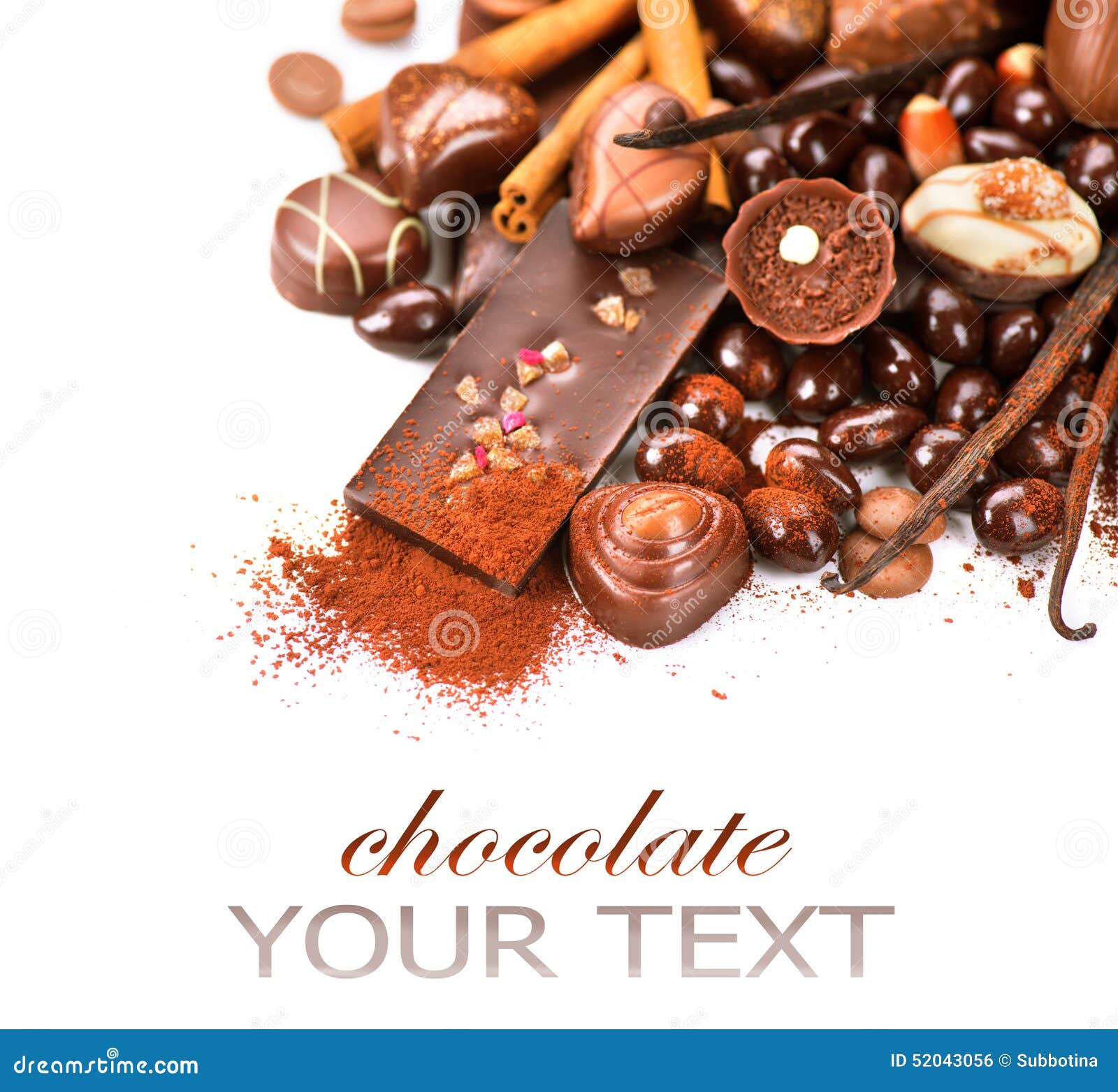 Chocolates Border Isolated on White Stock Photo - Image of closeup ...