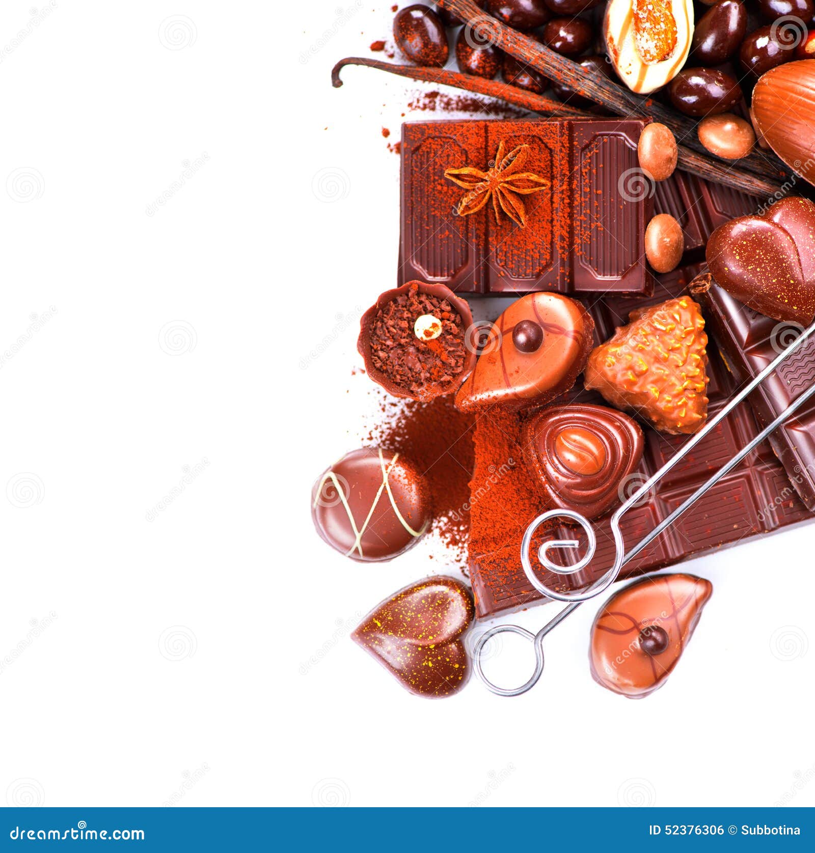 Chocolates Border Isolated on White Stock Photo - Image of food ...