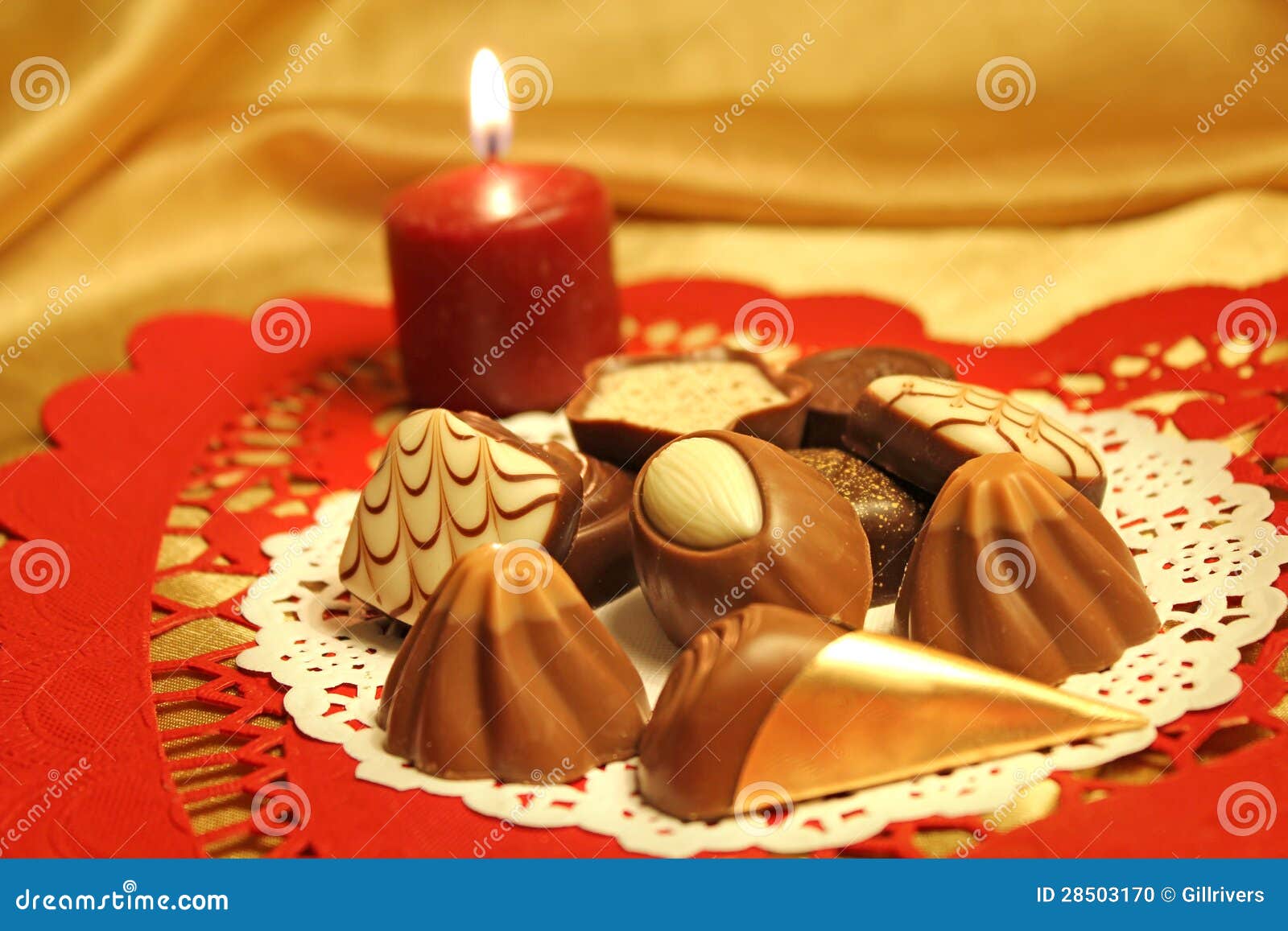 Chocolates by Candlelight stock photo. Image of heart - 28503170