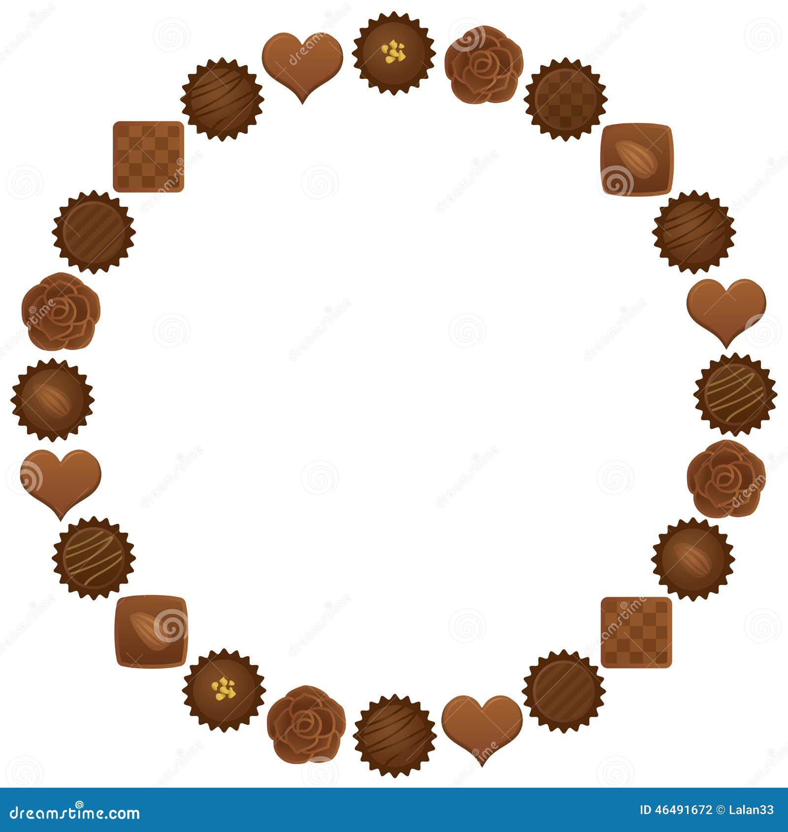 Chocolates circle. stock vector. Illustration of rose - 46491672