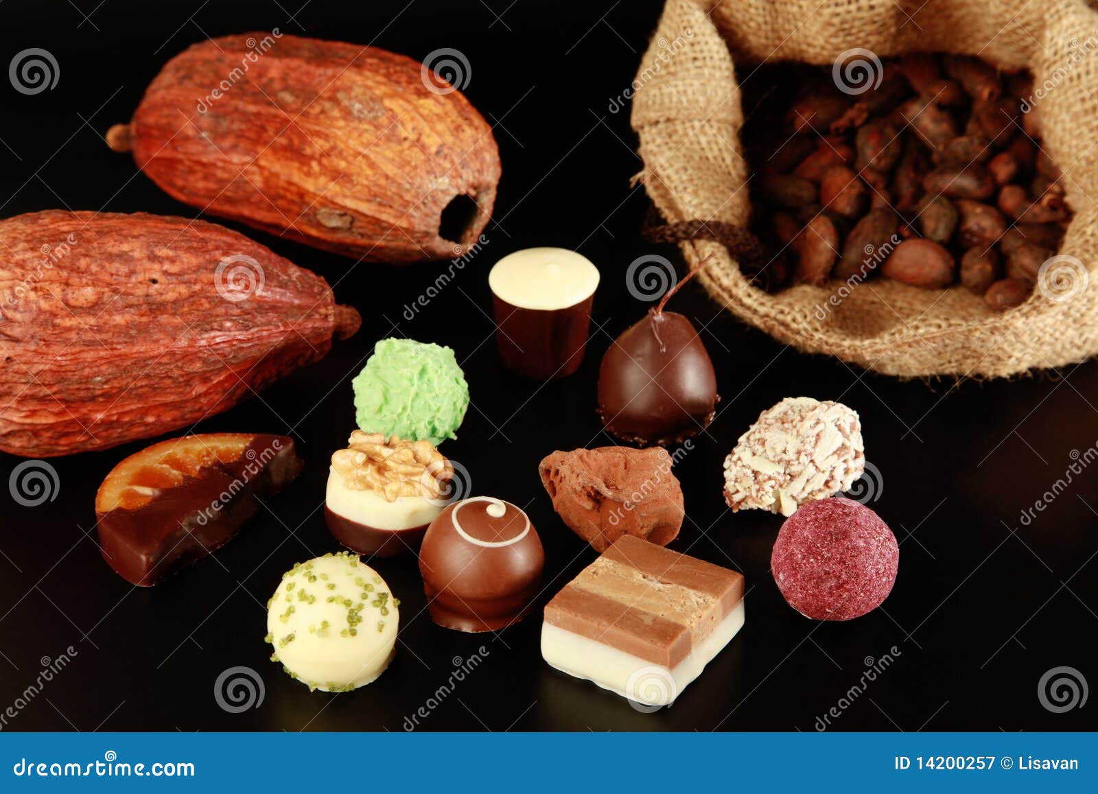 Chocolates, Cocoa Pods and Beans Stock Image - Image of cocoa, beans ...