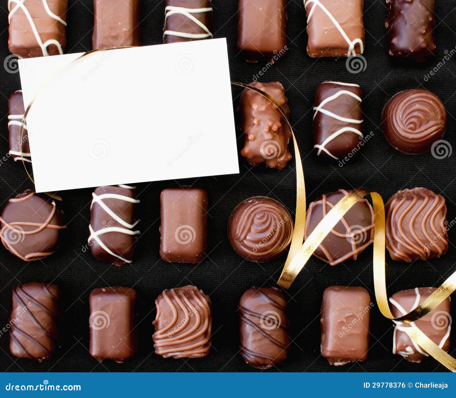 Chocolates and card stock photo. Image of gold, dark - 29778376