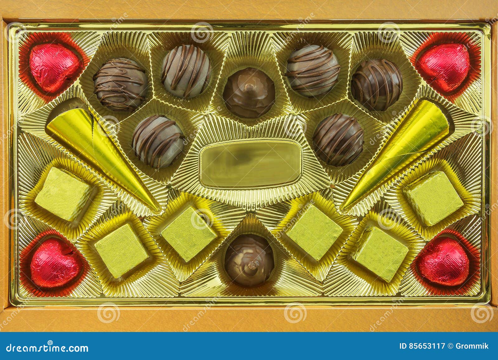 Chocolates of Different Types Lie in the Open Box Stock Image - Image ...