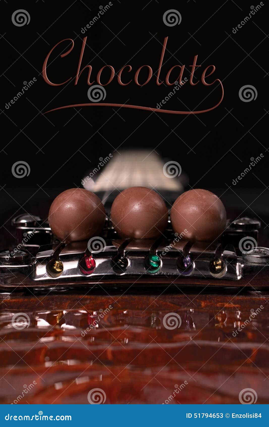Chocolates on the guitar stock image. Image of background - 51794653