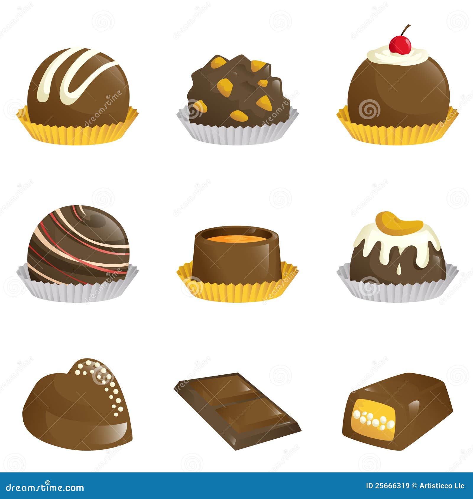 Chocolates icons stock vector. Illustration of sweets - 25666319