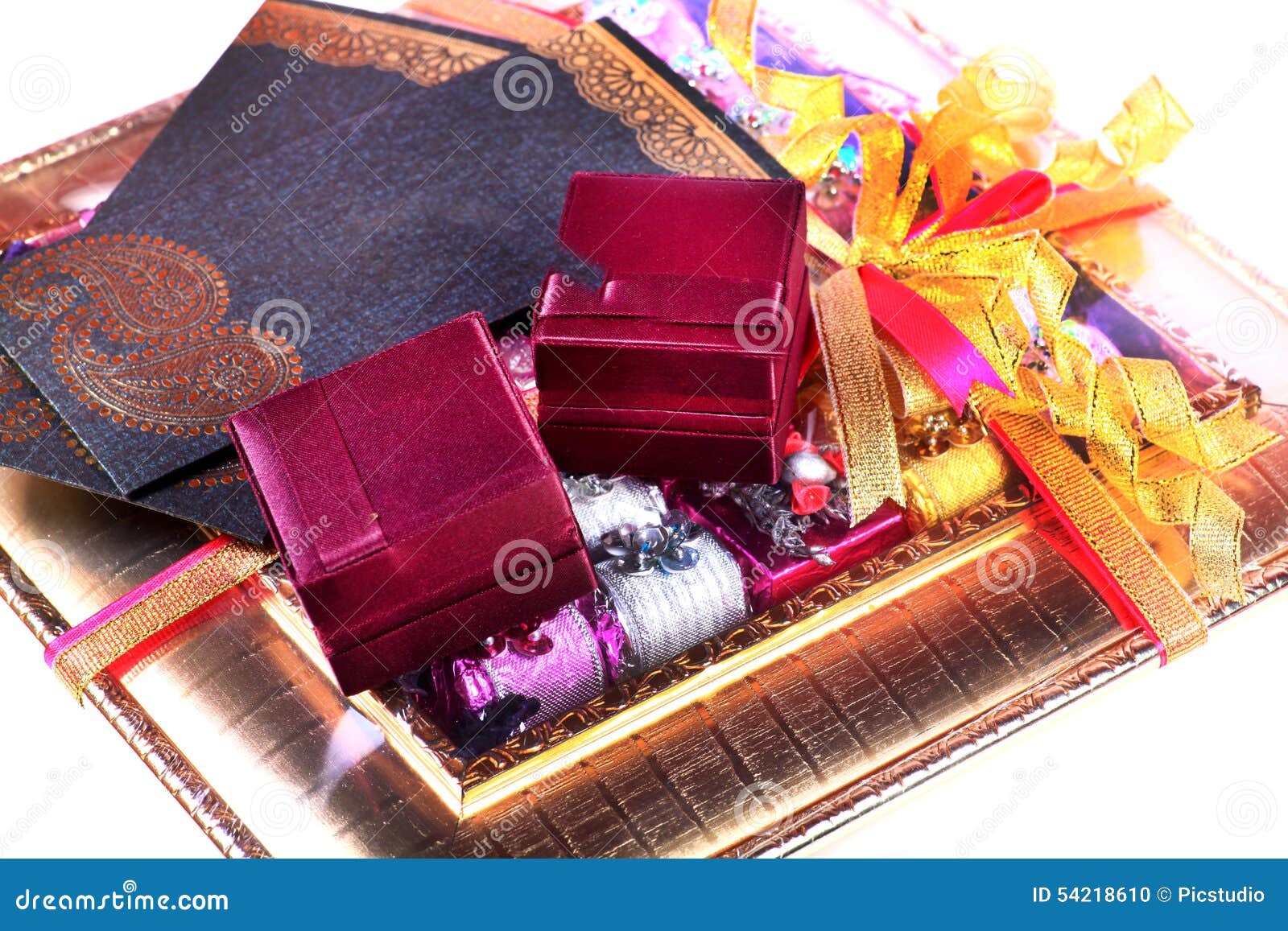 Chocolates and ring boxes stock photo. Image of decorated - 54218610