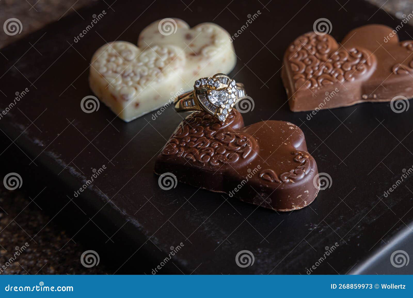 Chocolates and a ring stock image. Image of celebrate - 268859973