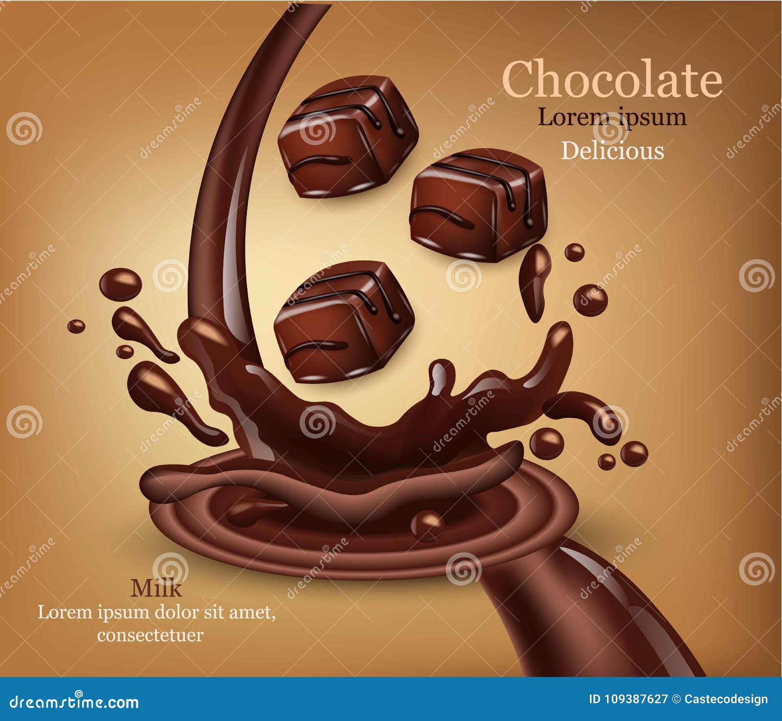 Chocolates Sweets with Splash Vector Realistic. Detailed 3d ...