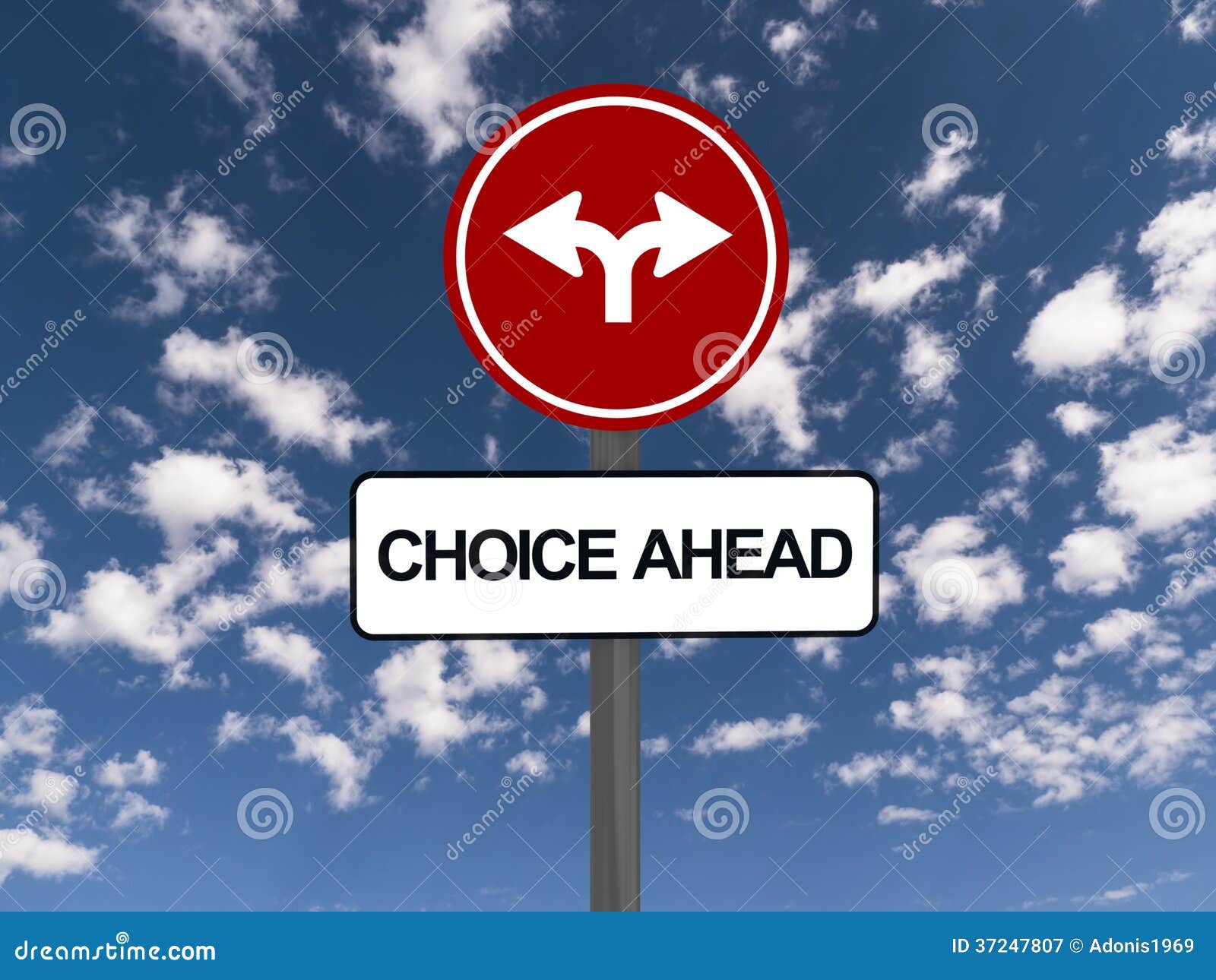Choice ahead stock image. Image of road, directions, clouds - 37247807